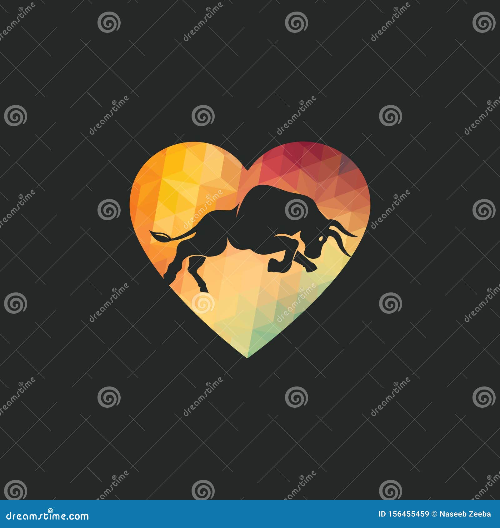 Bull Heart Shape Vector Logo Design. Stock Vector - Illustration of ...