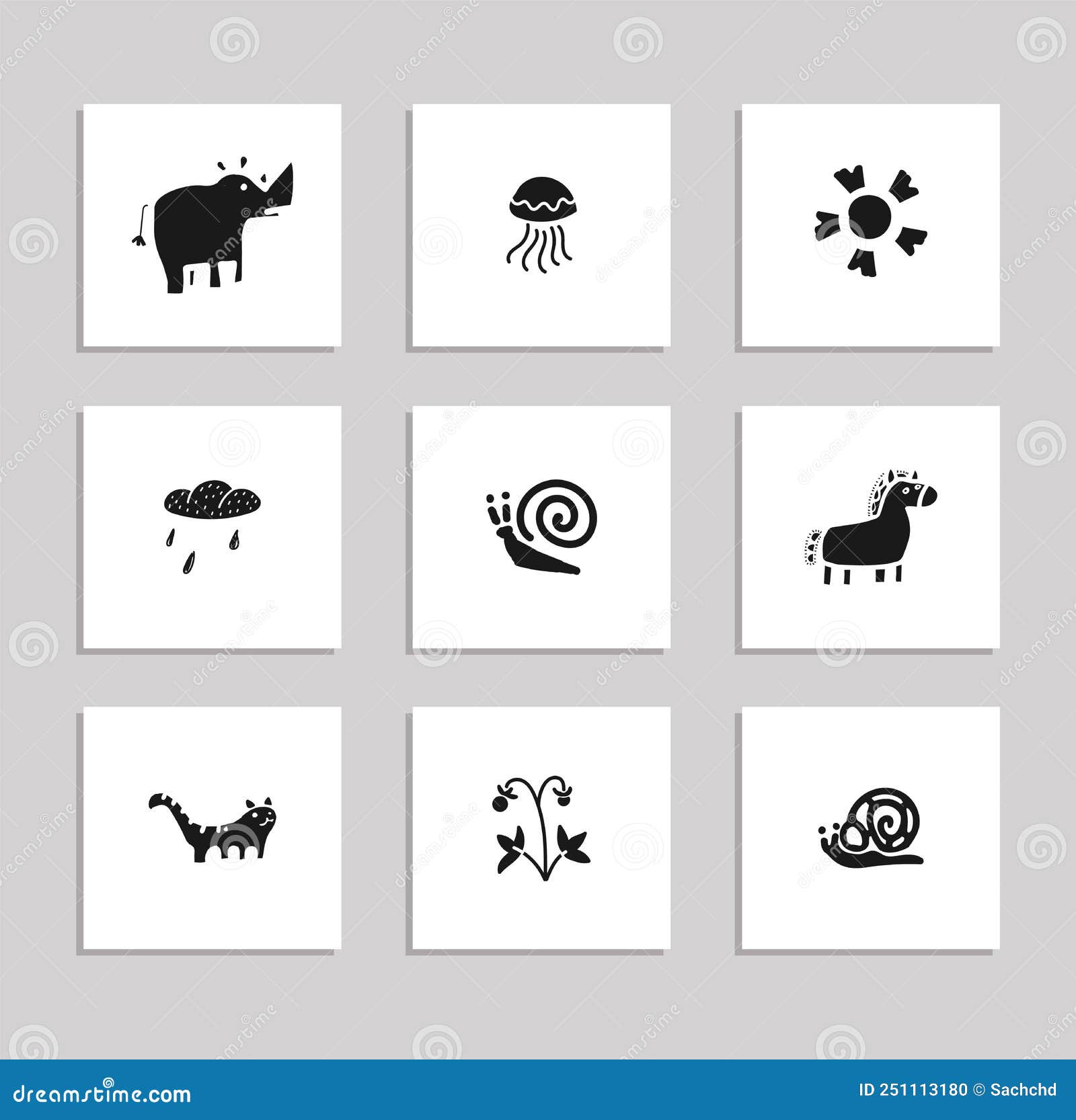 Simple Animals Vector Illustration Set Stock Vector - Illustration of ...