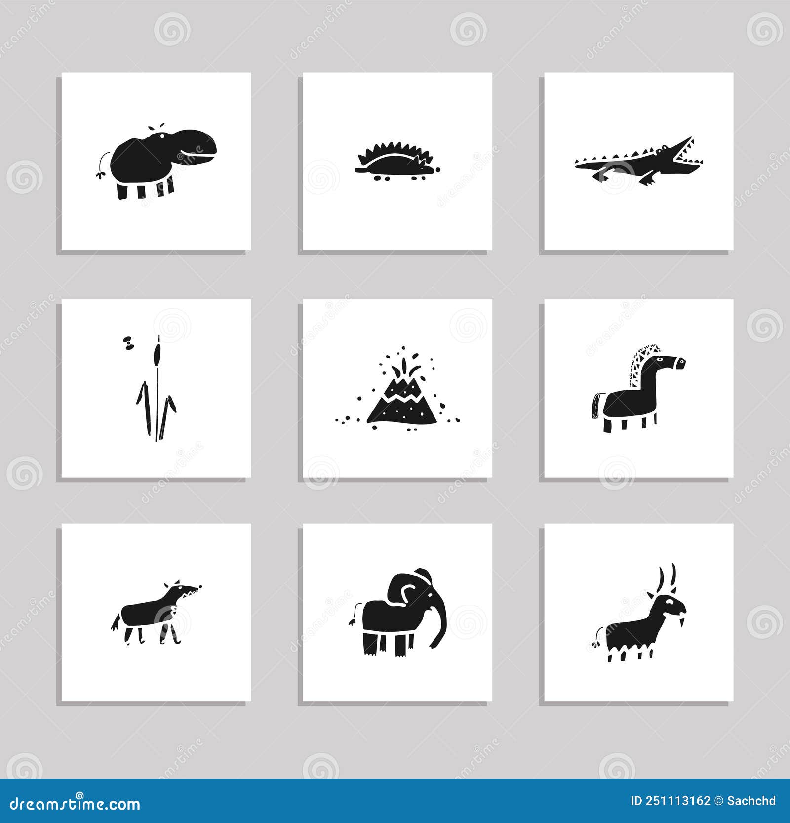 Simple Animals Vector Illustration Set Stock Vector - Illustration of ...