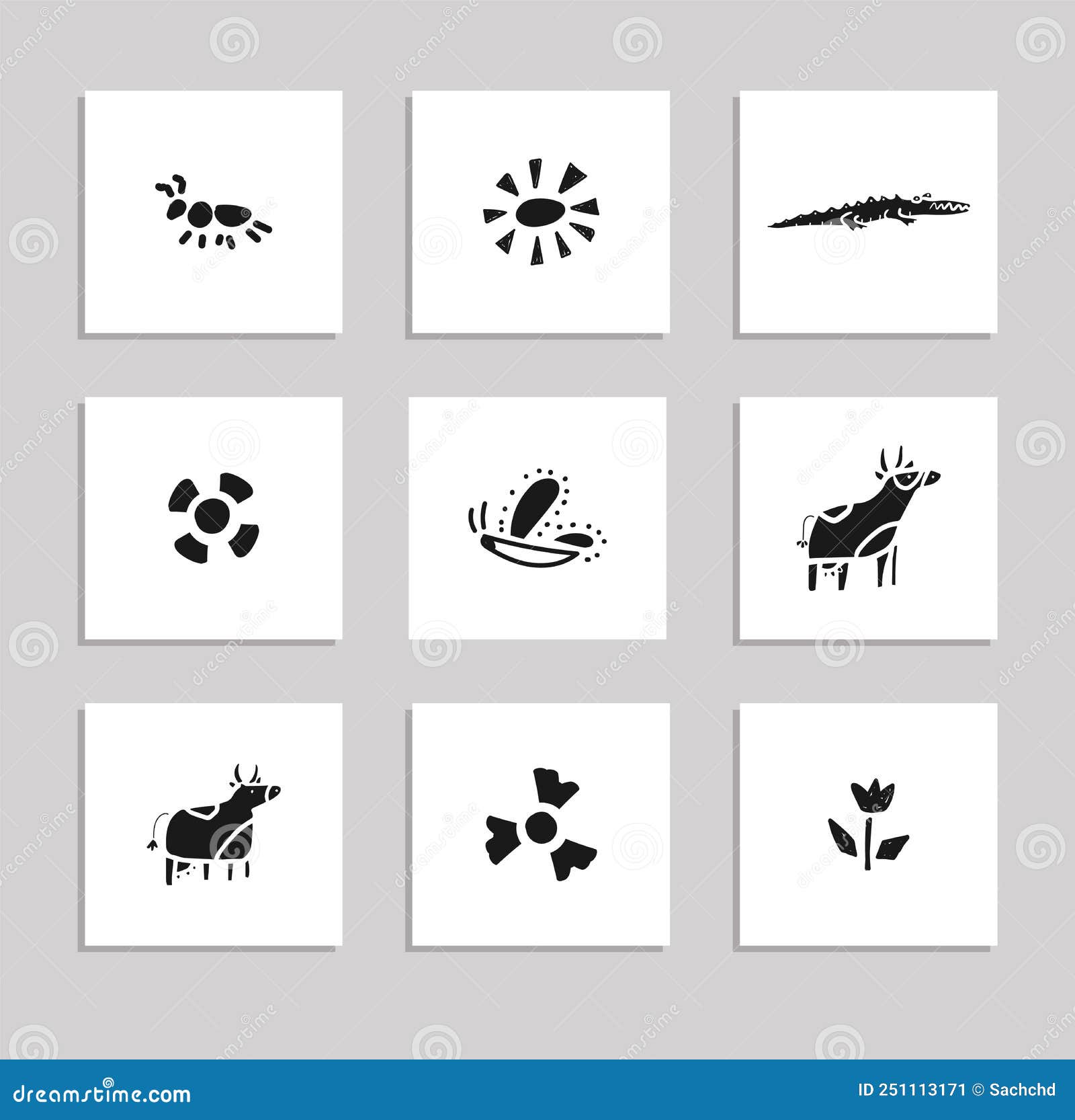 Simple Animals Vector Illustration Set Stock Vector - Illustration of ...