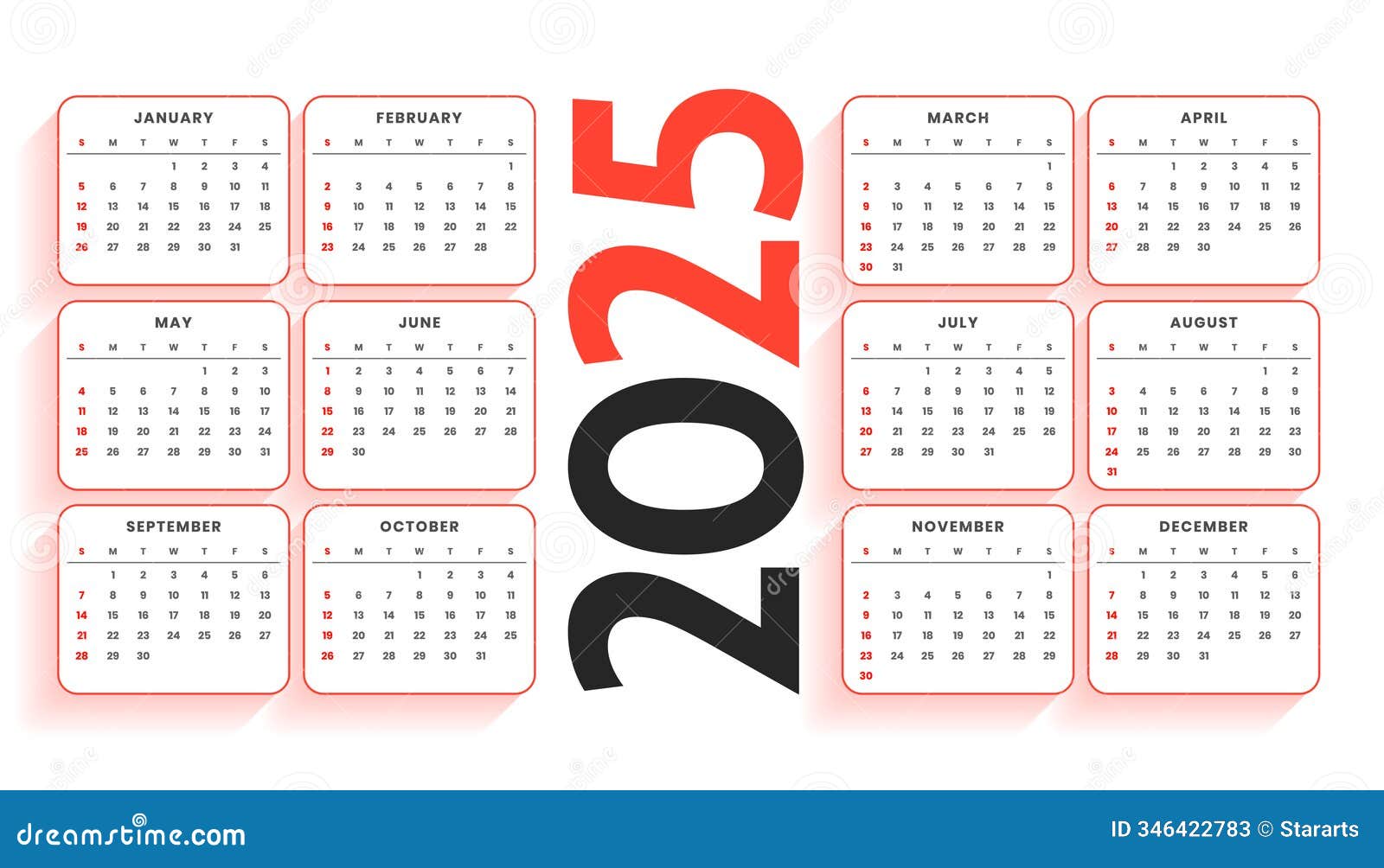 Simple 2025 Annual Calendar Template Schedule Event or Task Stock ...