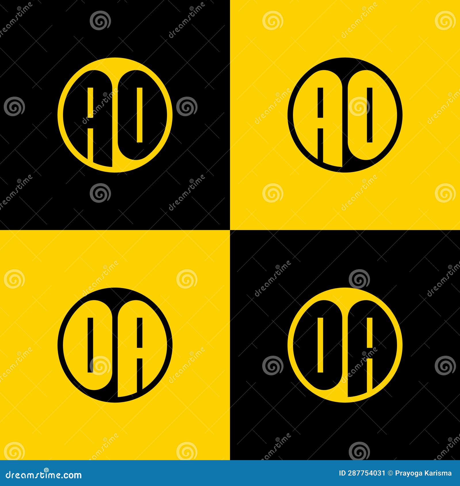 Simple AO and OA Letter Circle Logo Set, Suitable for Business with OA ...