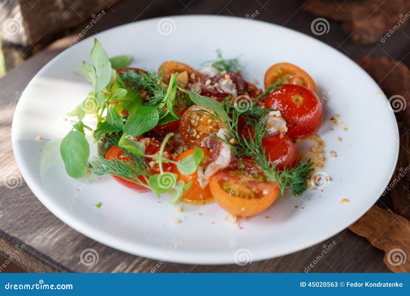 Simple Appetizer with Tomatoes and Duck Meat Stock Image - Image of ...