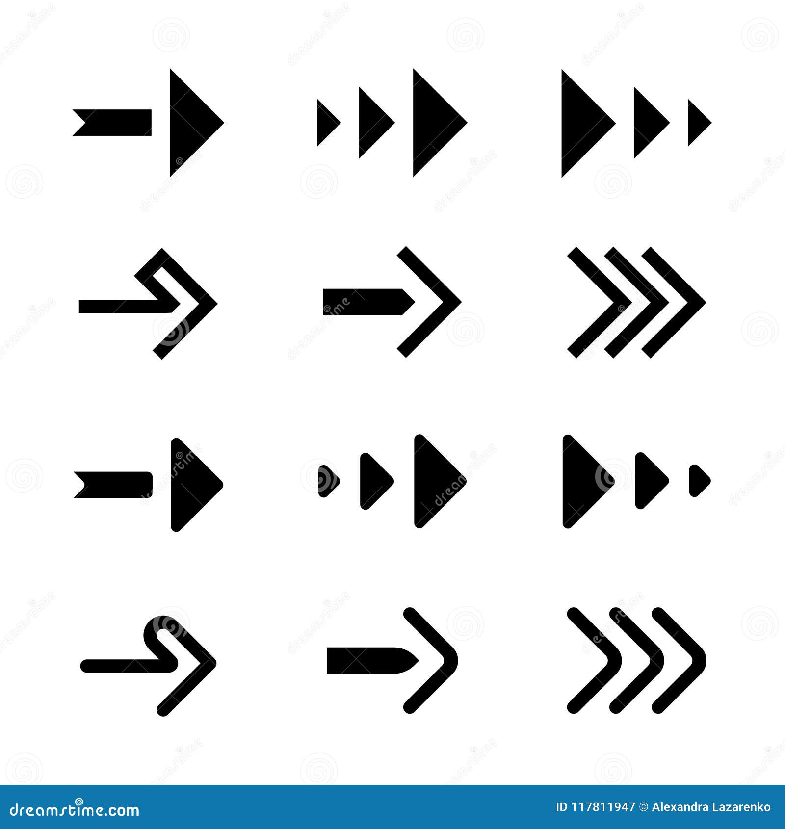 Simple arrow flat set. stock vector. Illustration of element - 117811947