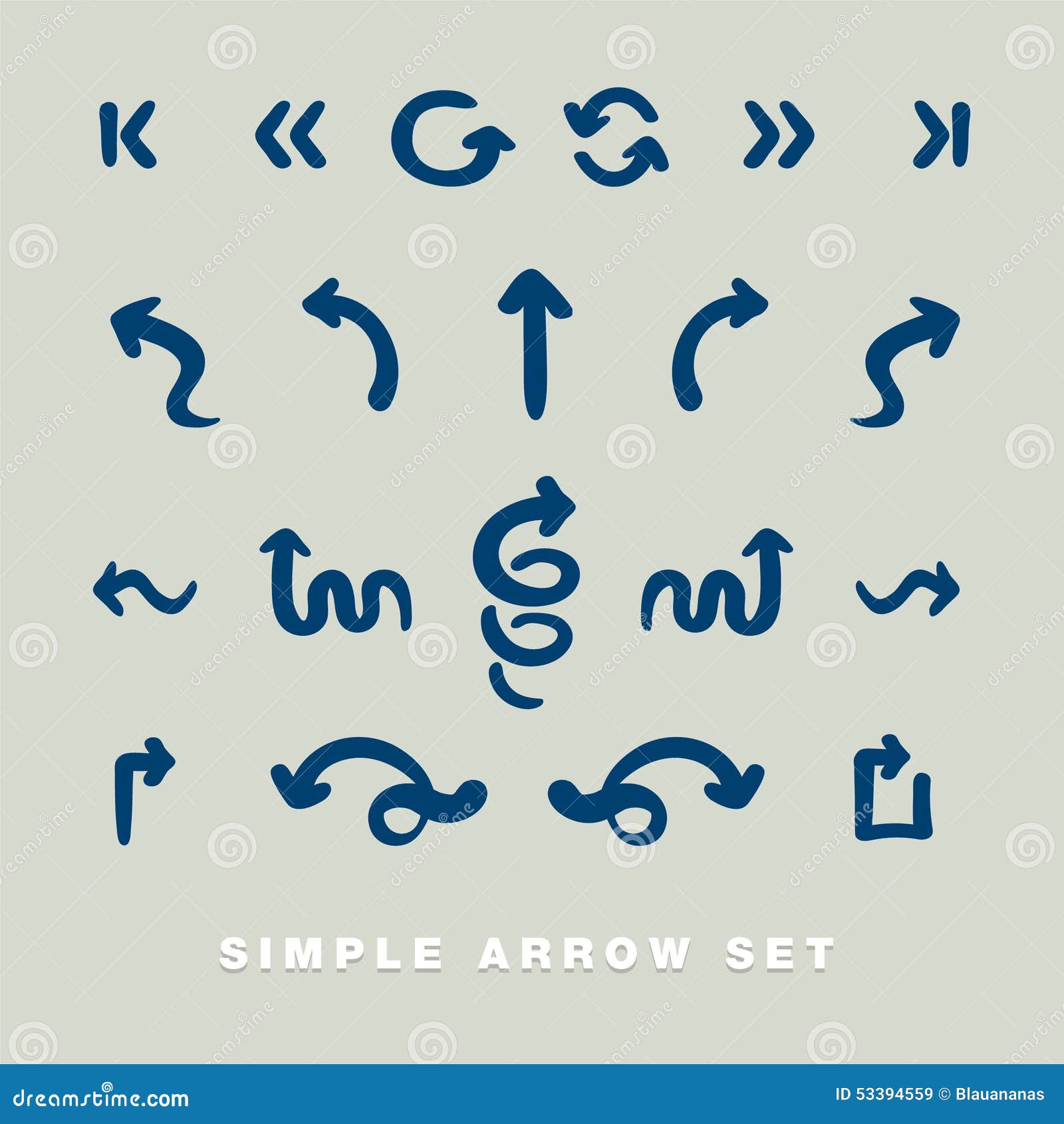 Simple arrow set stock vector. Illustration of vector - 53394559