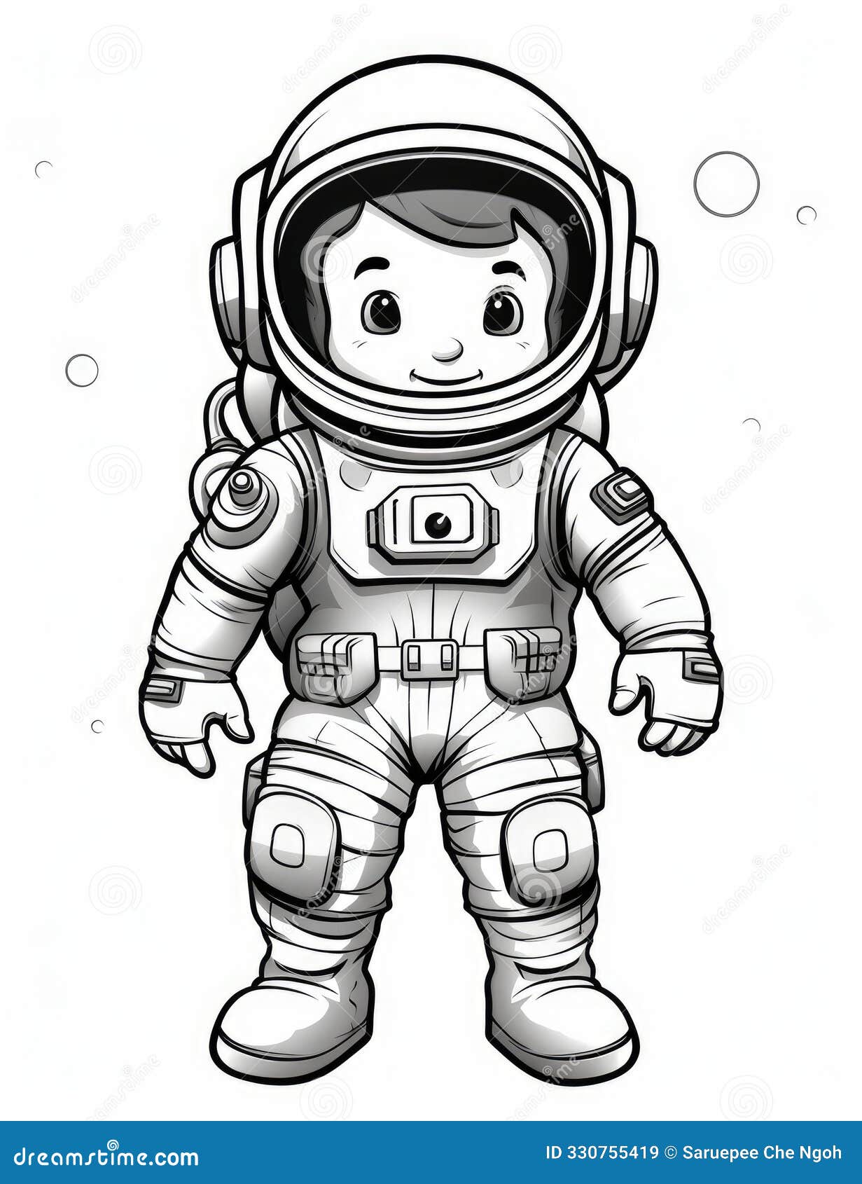 Simple Astronaut Coloring Page for Kids with only Basic Outlines a ...