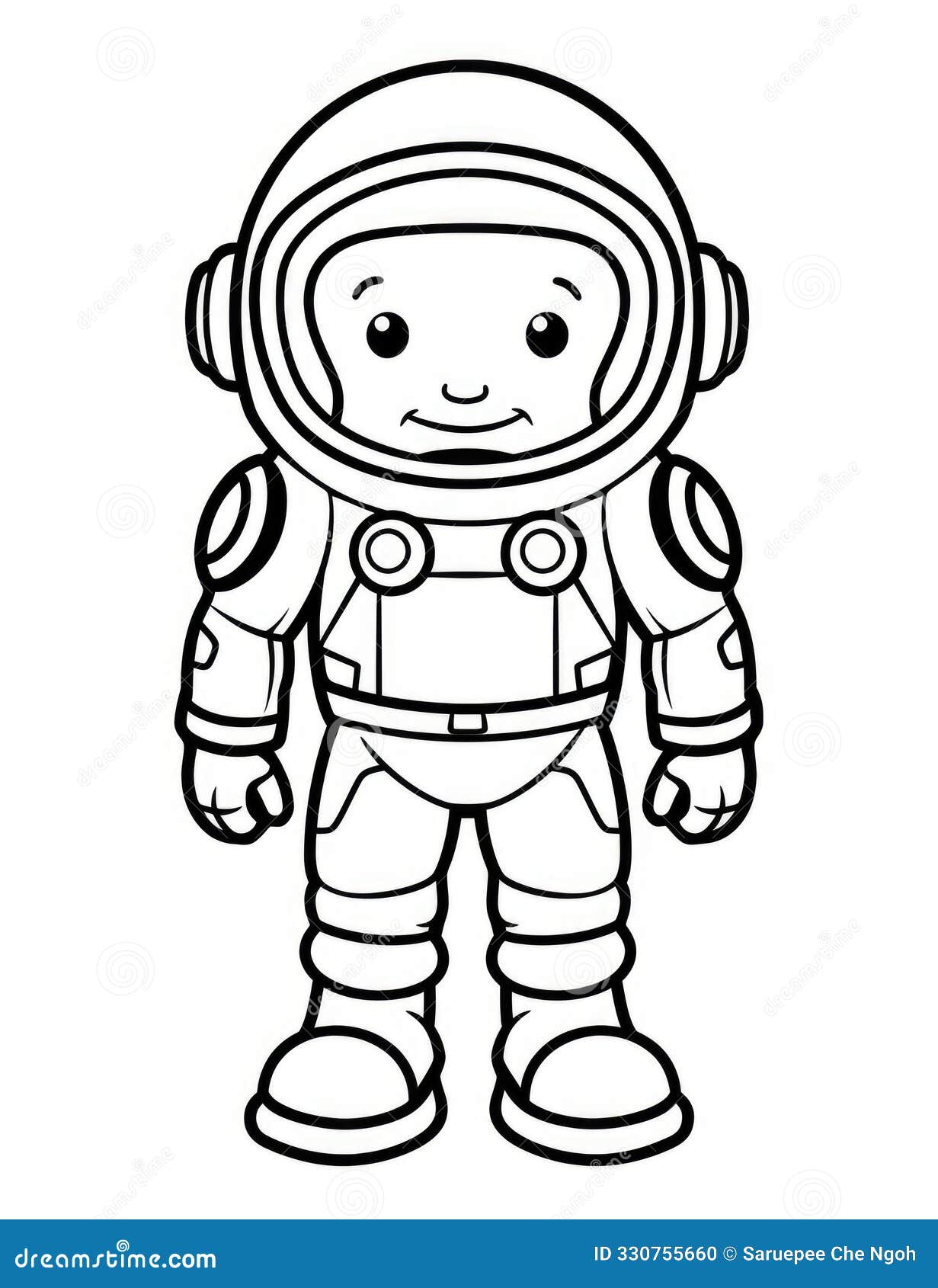 Simple Astronaut Coloring Page For Kids With Only Basic Outlines A ...