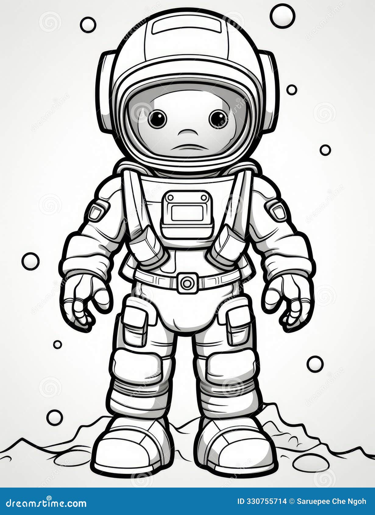 Simple Astronaut Coloring Page for Kids with only Basic Outlines a ...