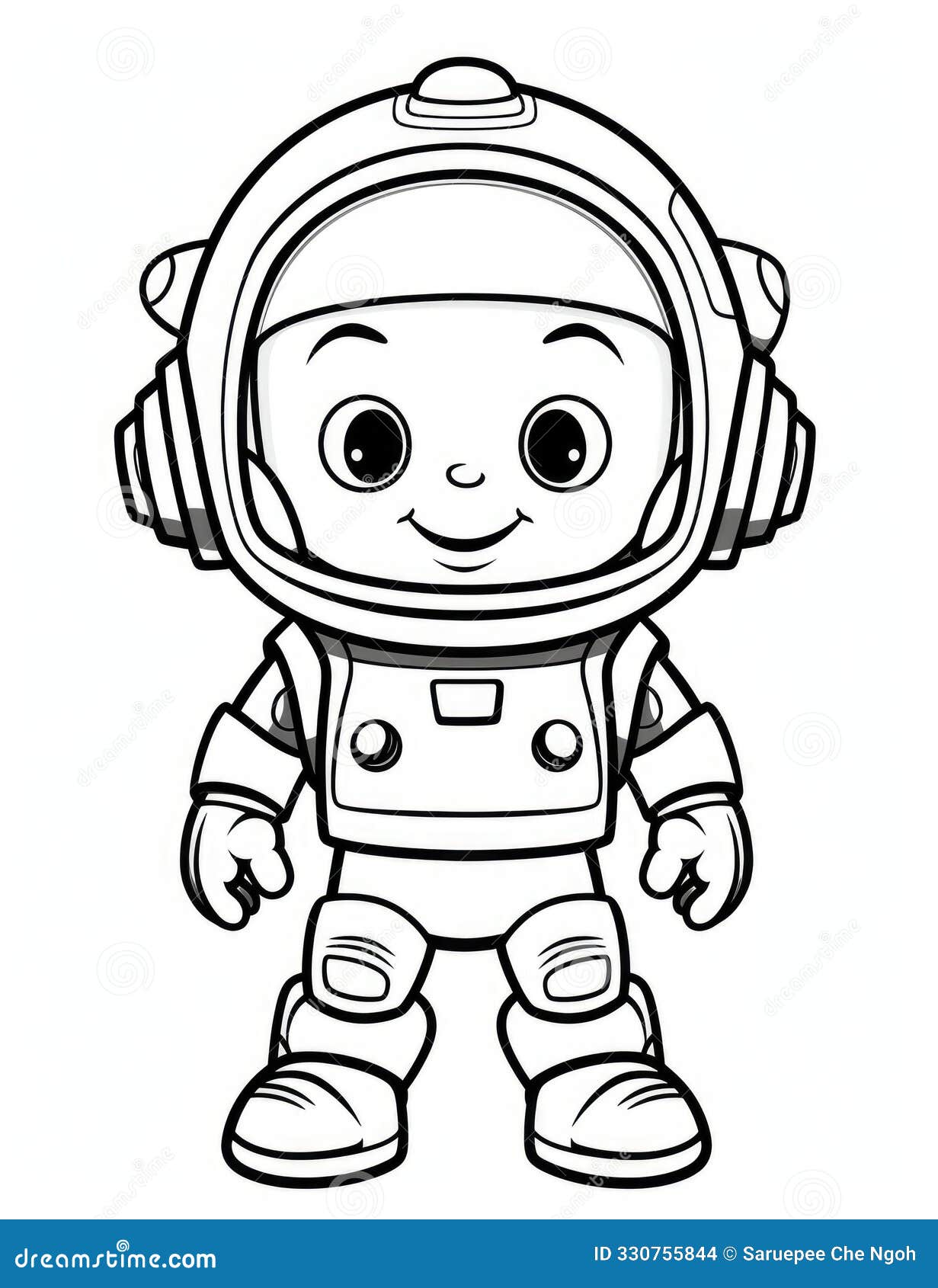 Simple Astronaut Coloring Page for Kids with only Basic Outlines a ...