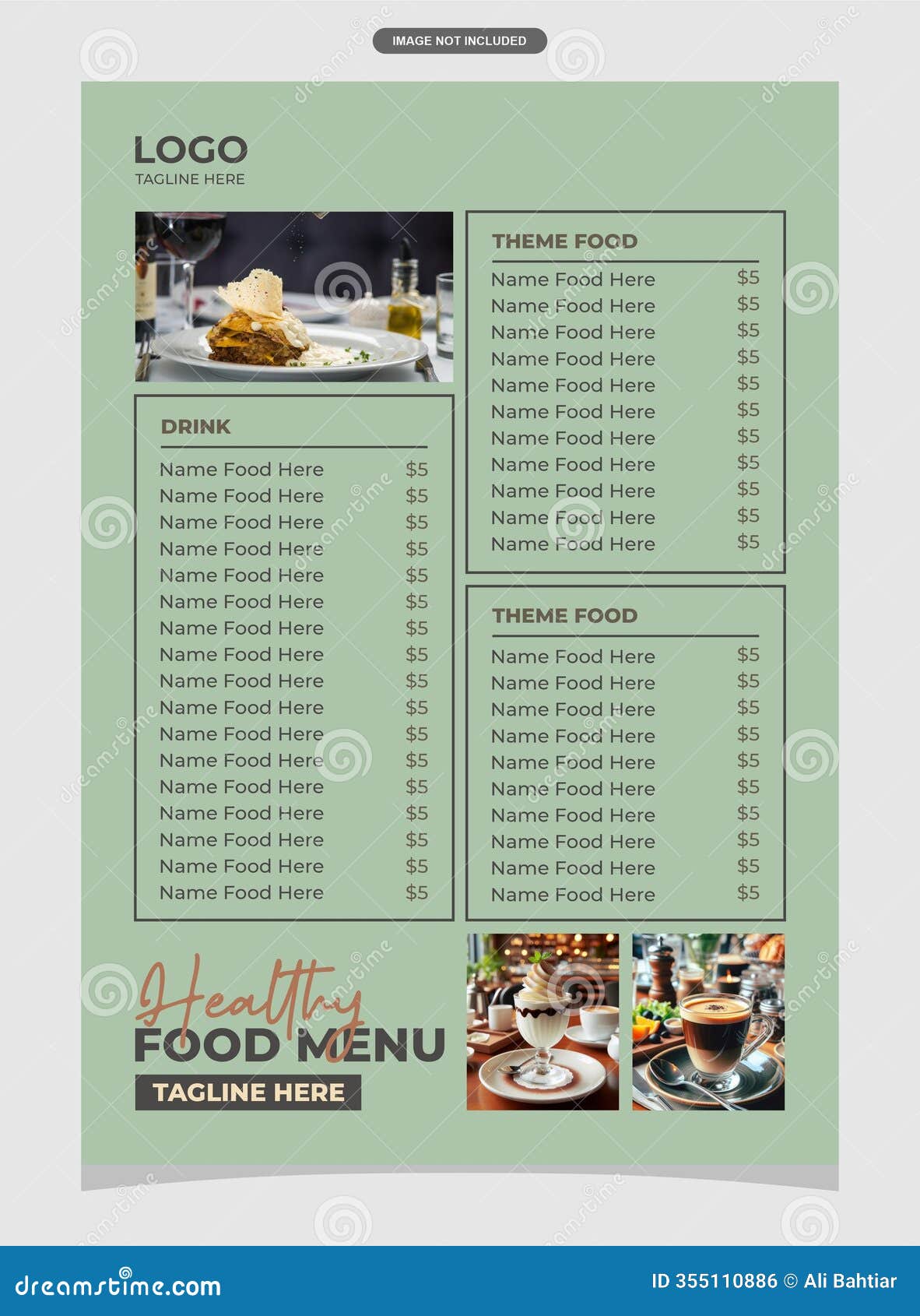 Simple but Attractive Healthy Food Menu Vector Illustration Stock ...