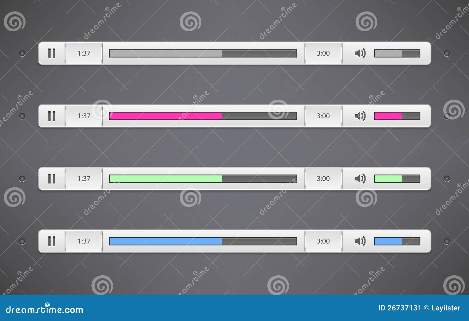 Simple Audio Player Bar stock vector. Illustration of pause - 26737131
