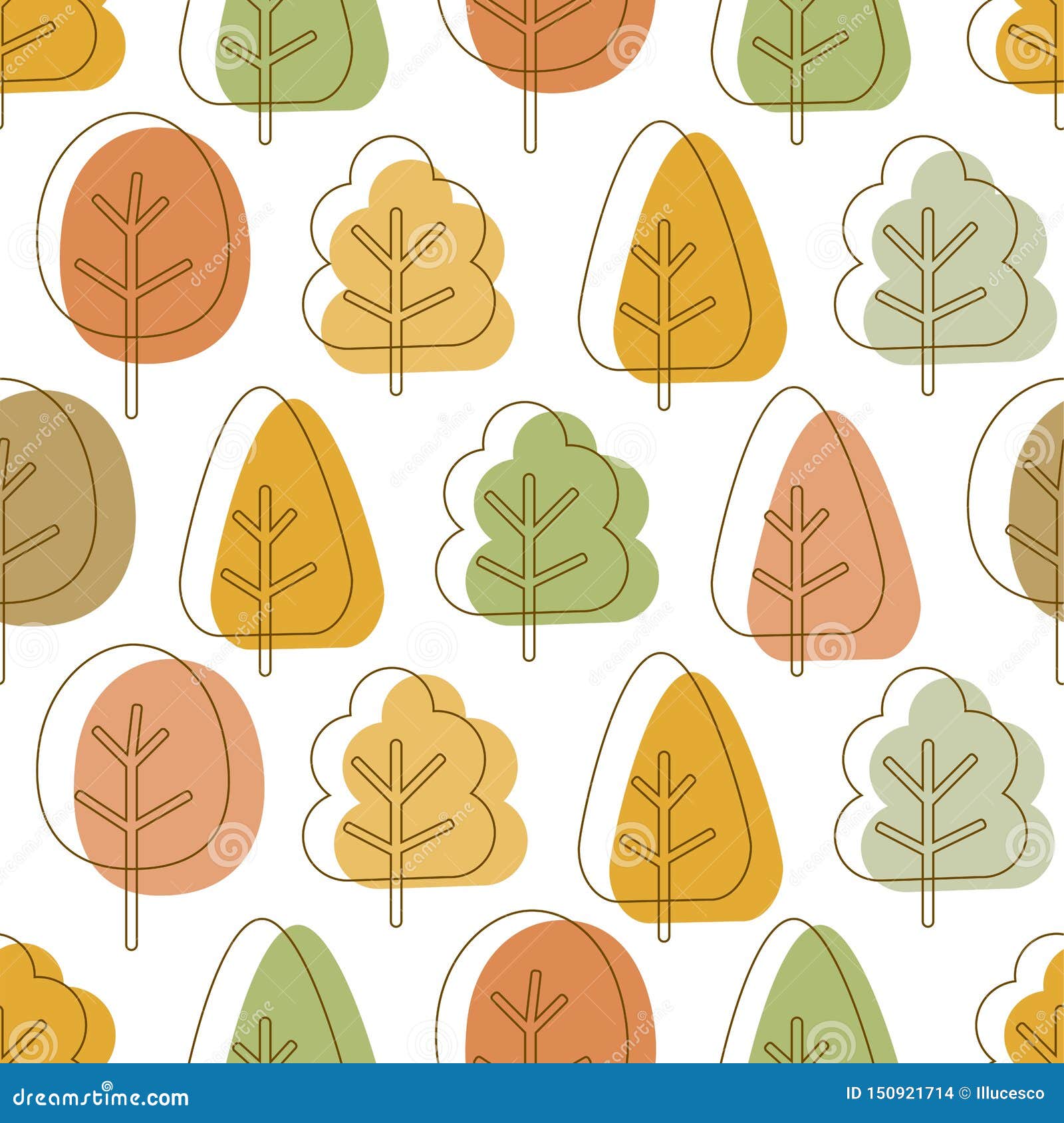 Simple Autumn Forest Pattern. Outline Seamless Bacground Stock Vector ...