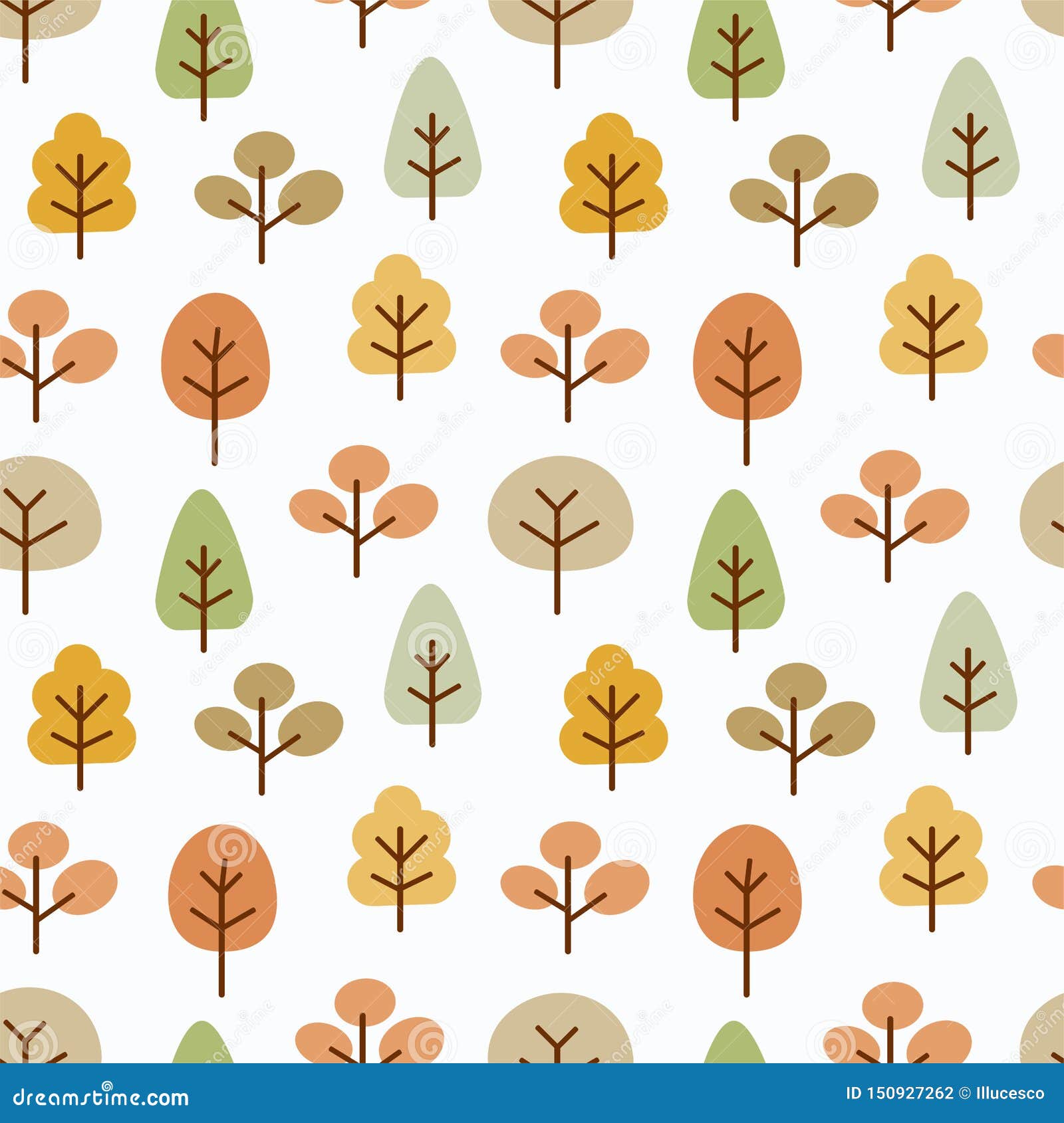 Simple Autumn Forest Pattern. Pastel Seamless Background Stock Vector ...