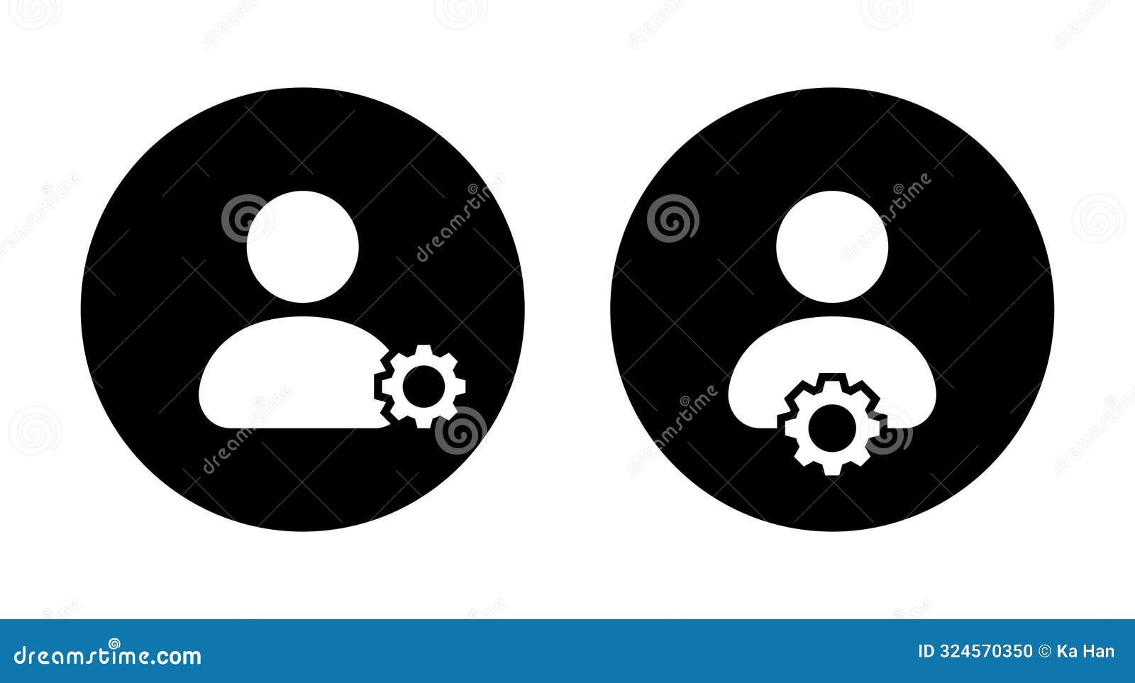 Simple Avatar with Gear Icon on Black Circle. Management, Personal ...