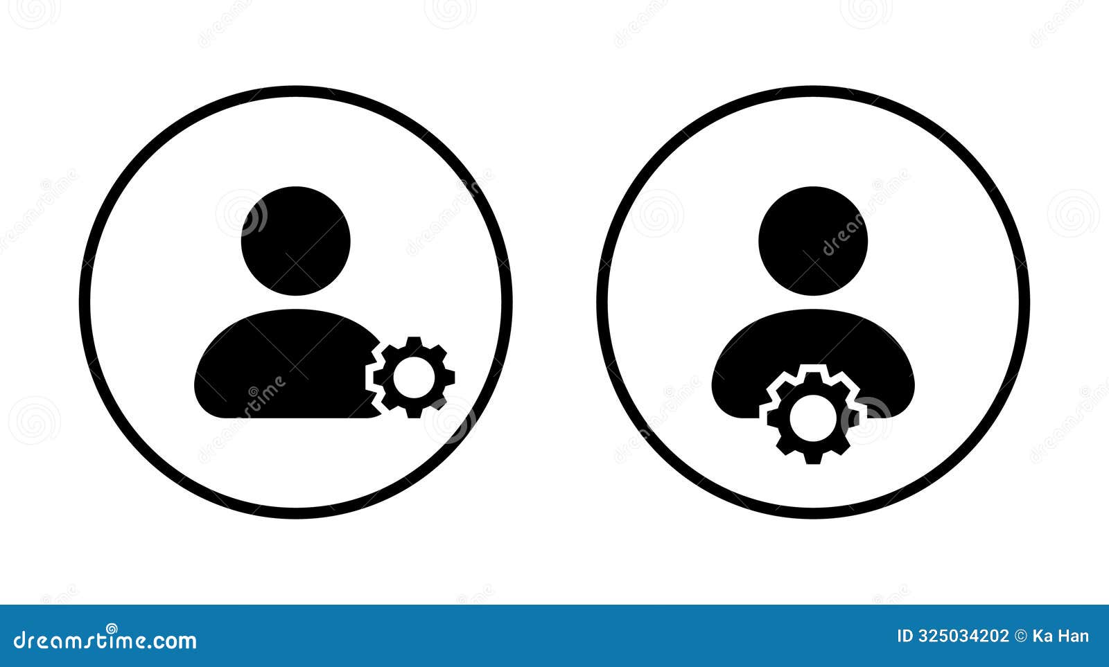 Simple Avatar with Gear Icon on Circle Line Stock Illustration ...