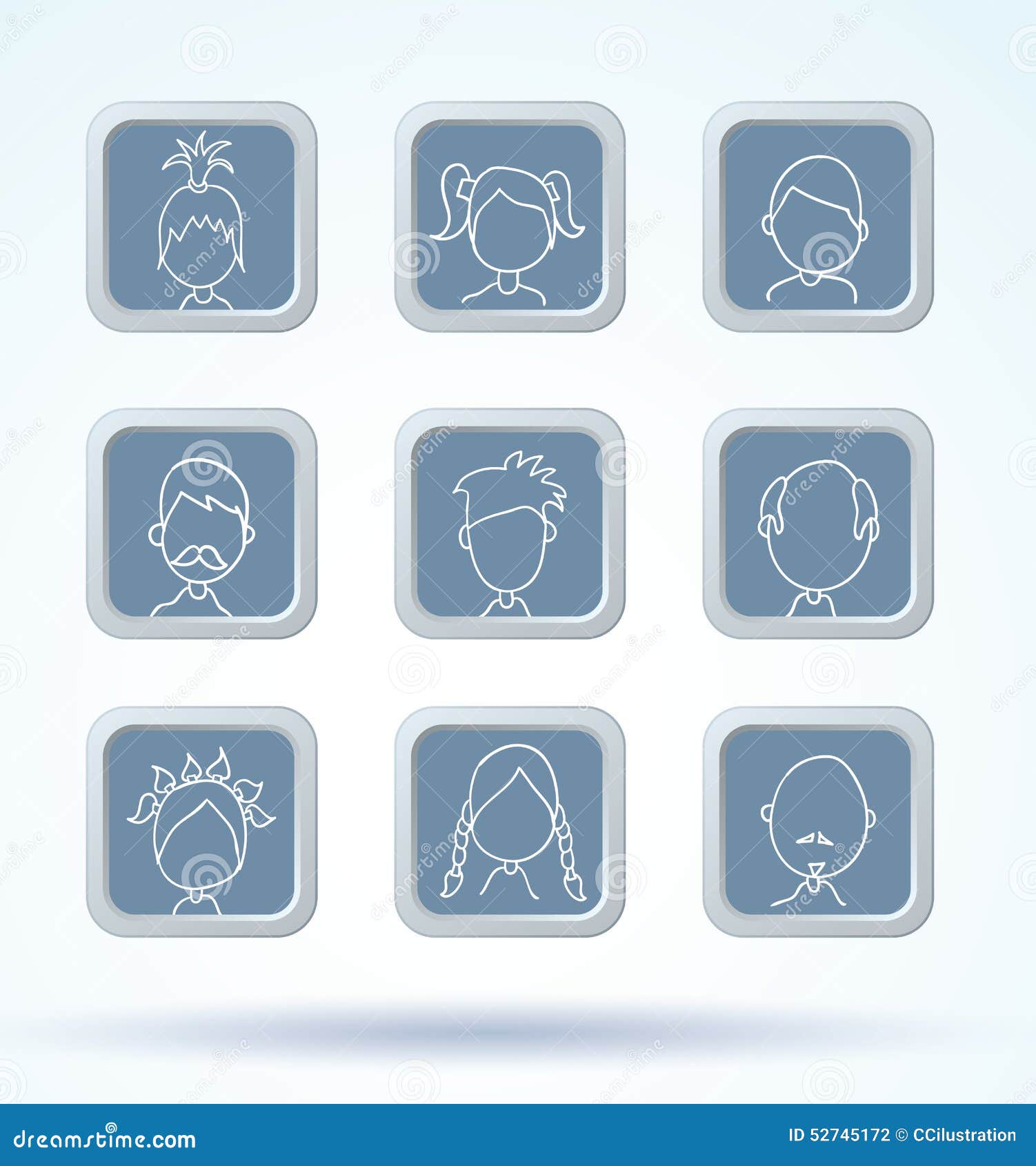 Simple avatar icons set, . stock illustration. Illustration of portrait ...