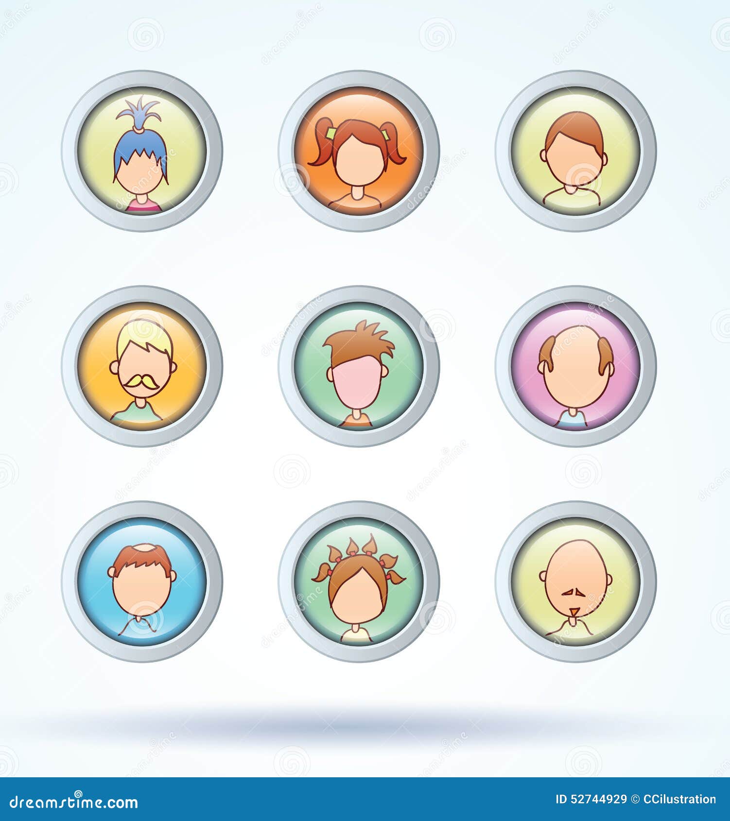 Simple Avatar Icons Set, Vector. Stock Vector - Illustration of cute ...