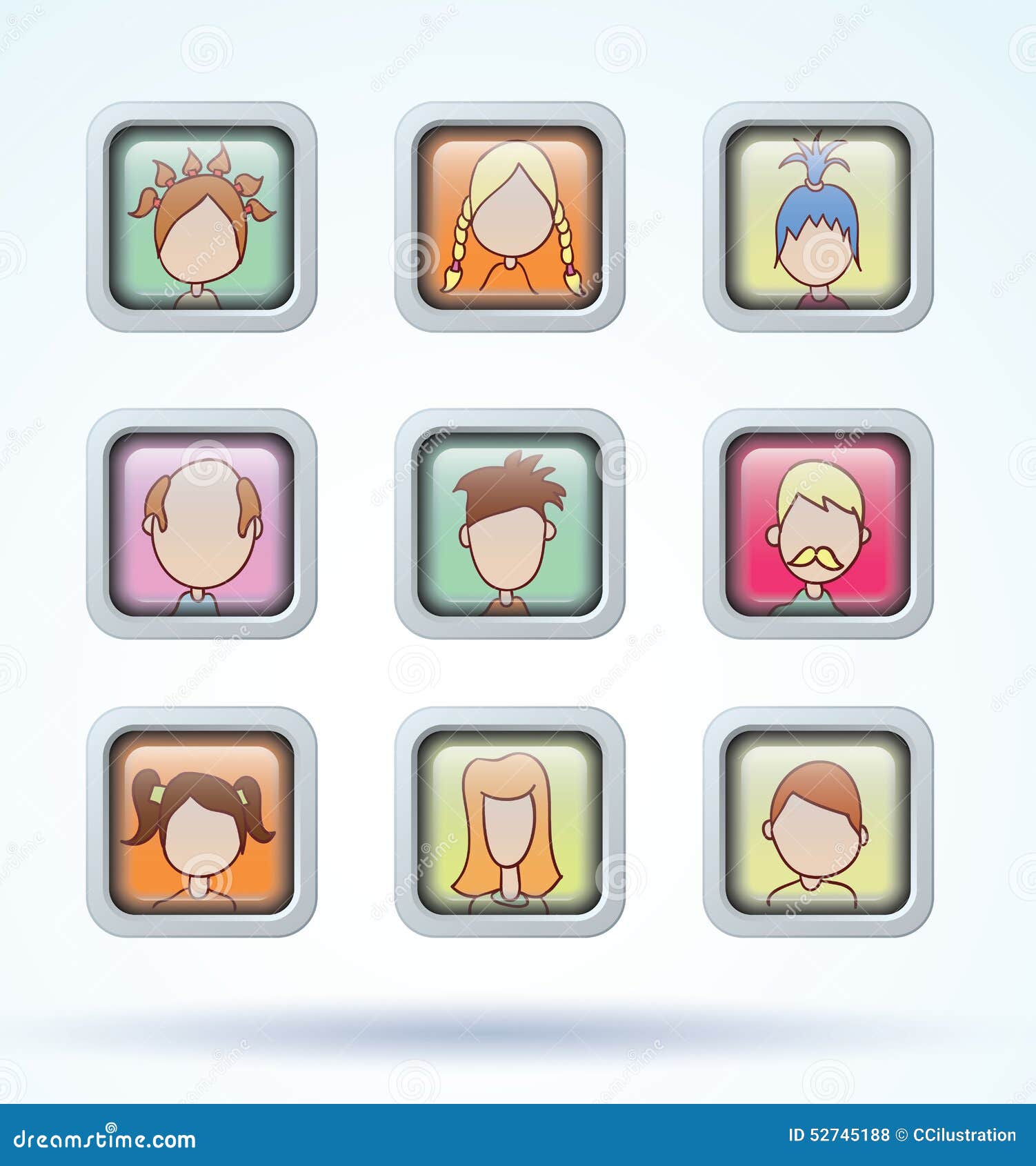 Simple Avatar Icons Set, Vector. Stock Vector - Illustration of girl ...
