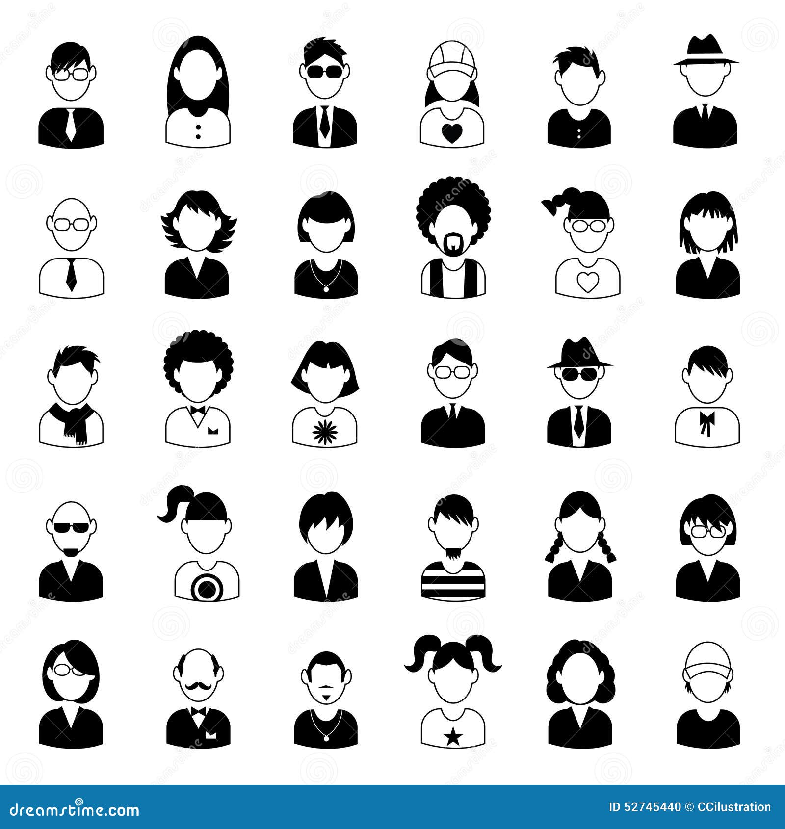 Simple Avatar Icons Set, Vector. Stock Vector - Illustration of girl ...