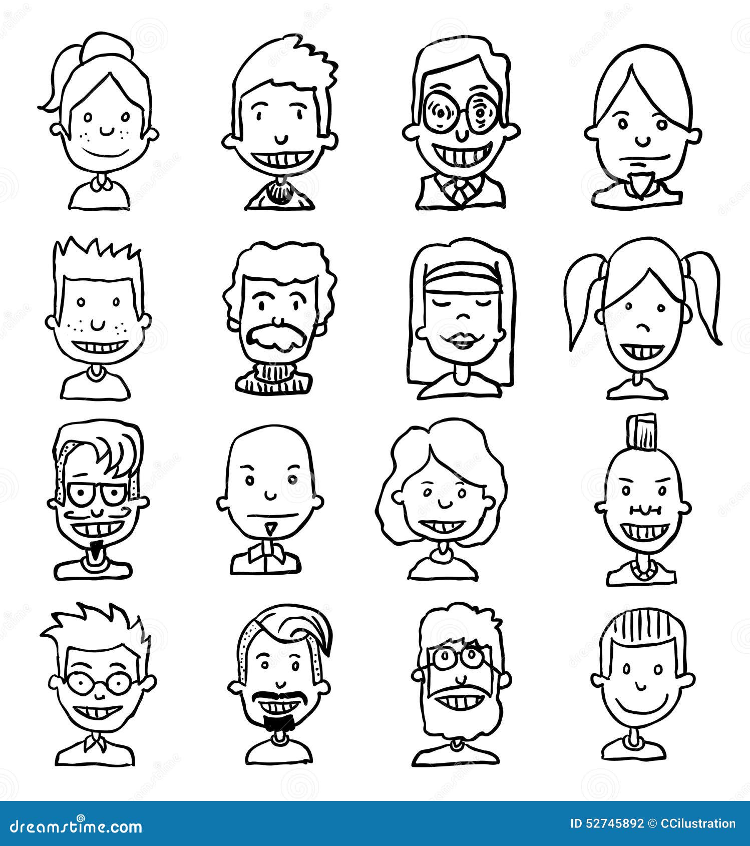 Simple Avatar Icons Set, Vector. Stock Vector - Illustration of cartoon ...