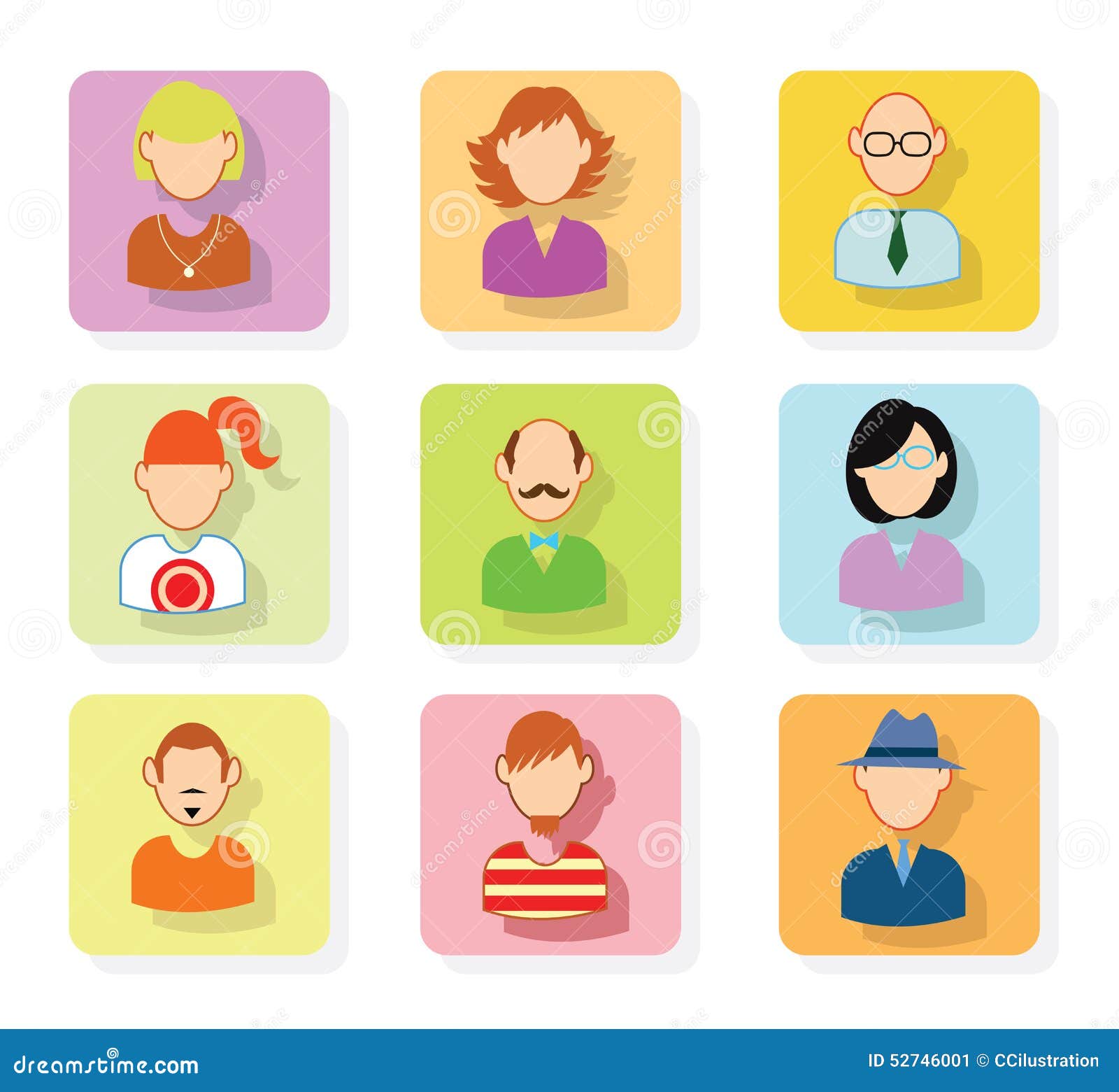 Simple Avatar Icons Set, Vector. Stock Vector - Illustration of cute ...