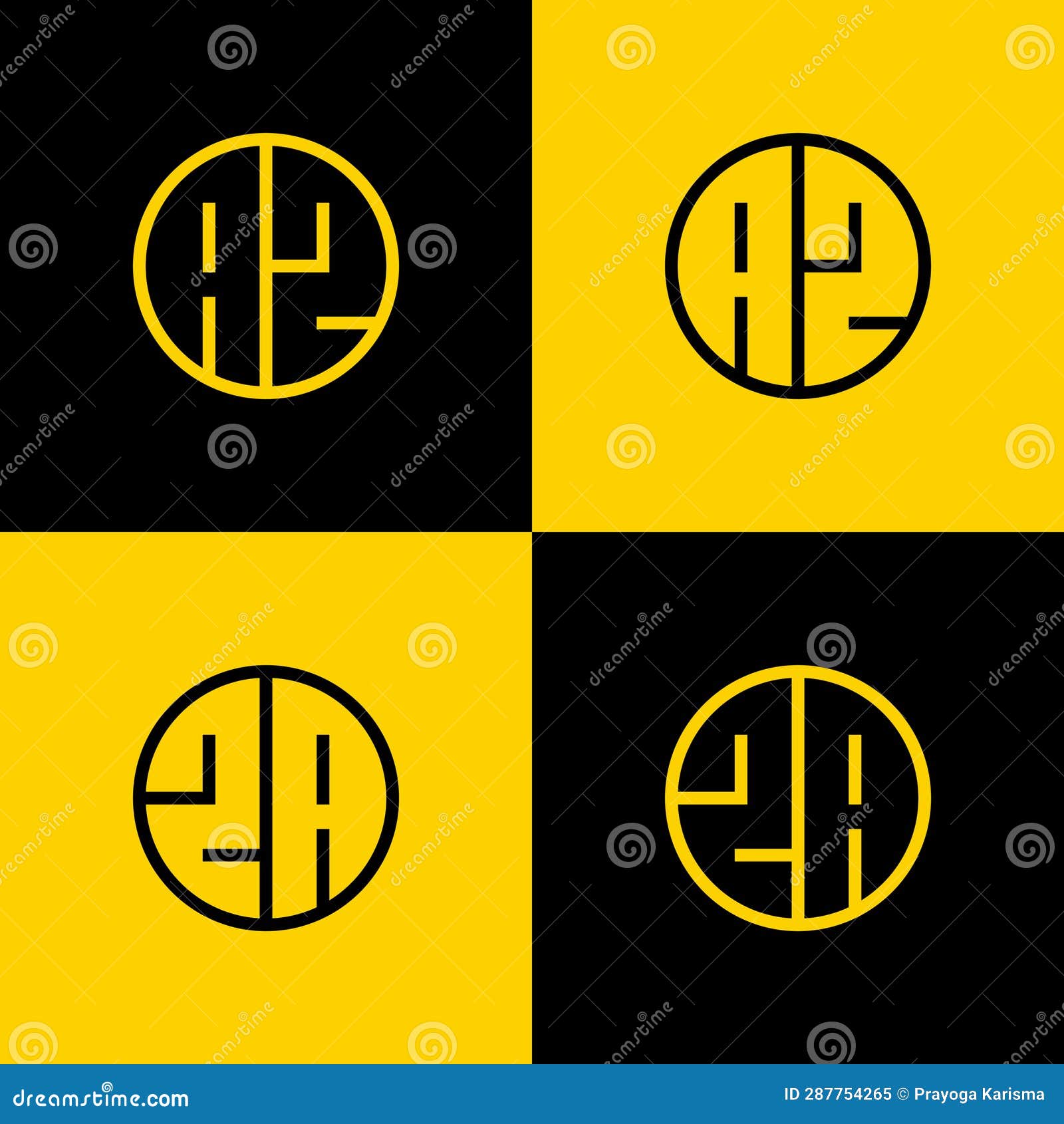 Simple AZ and ZA Letter Circle Logo Set, Suitable for Business with ZA ...