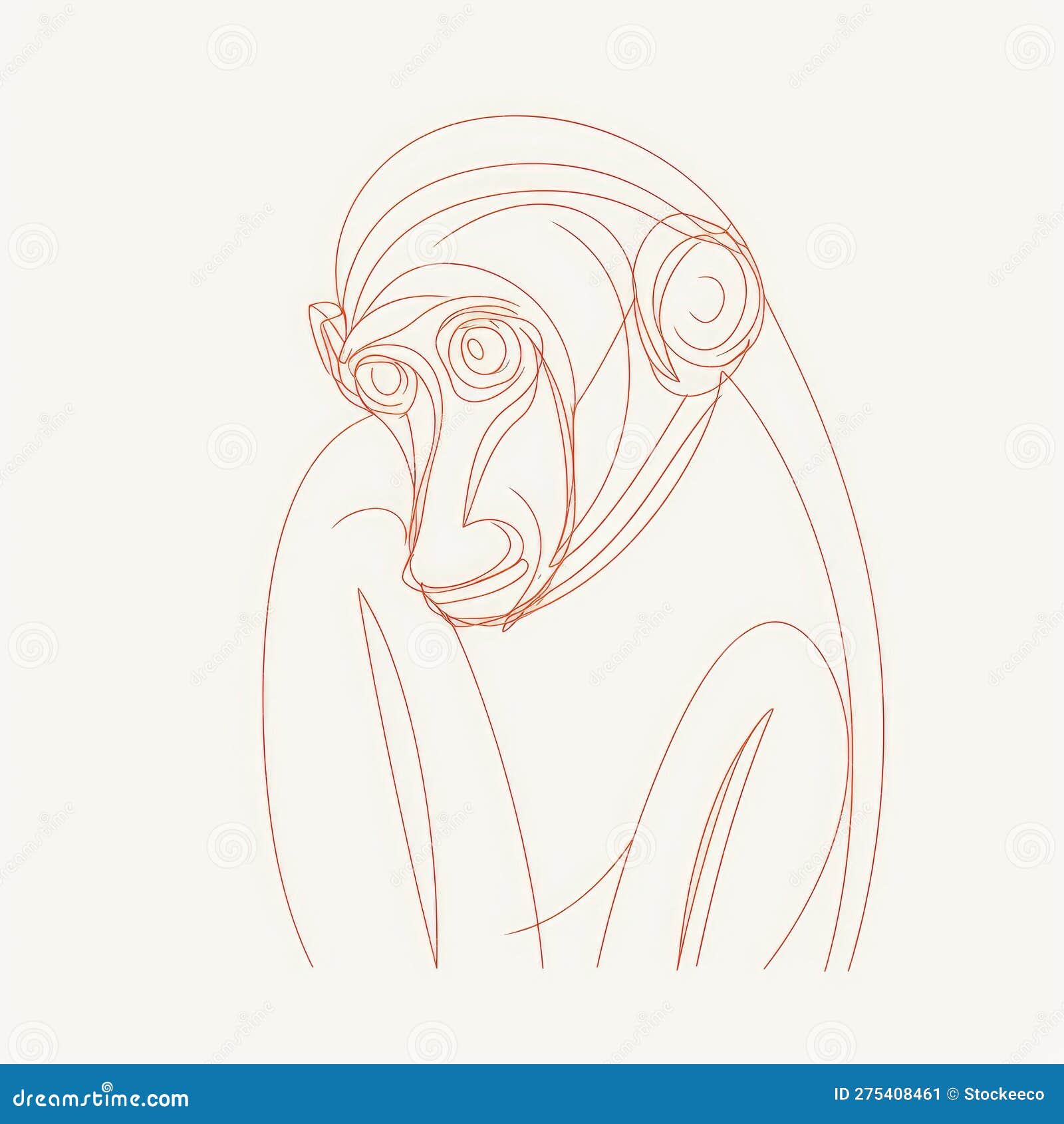 Simple Baboon Sketch stock illustration. Illustration of minimalist ...