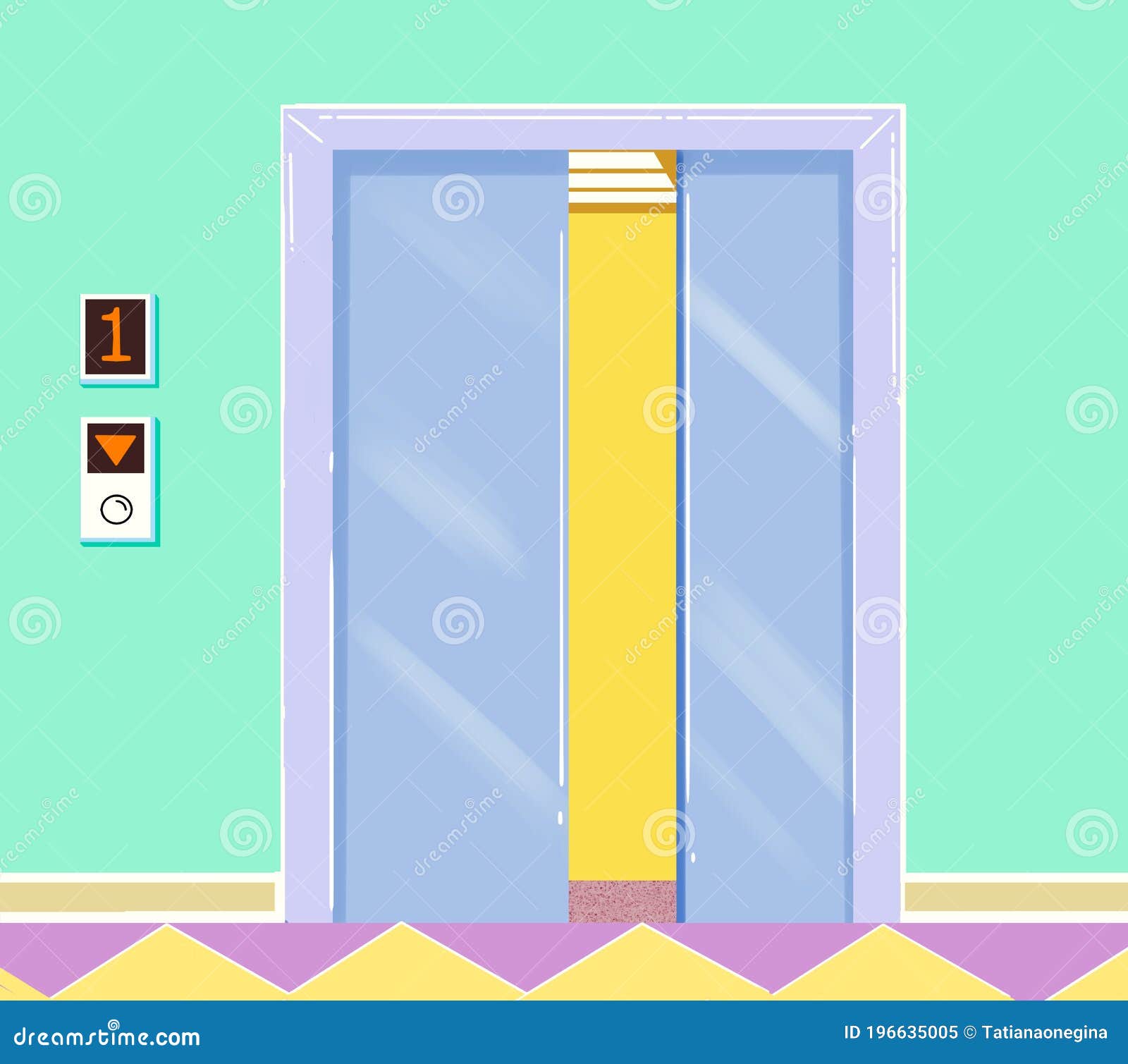 Simple Background Art with Elevator in Flat or Office Building Stock ...