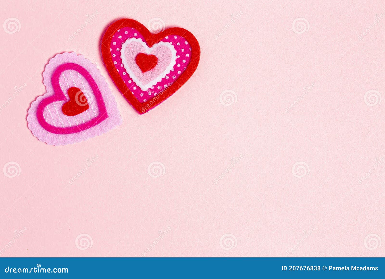 Simple Background with Felt Love Hearts on Pink Background Stock Photo ...