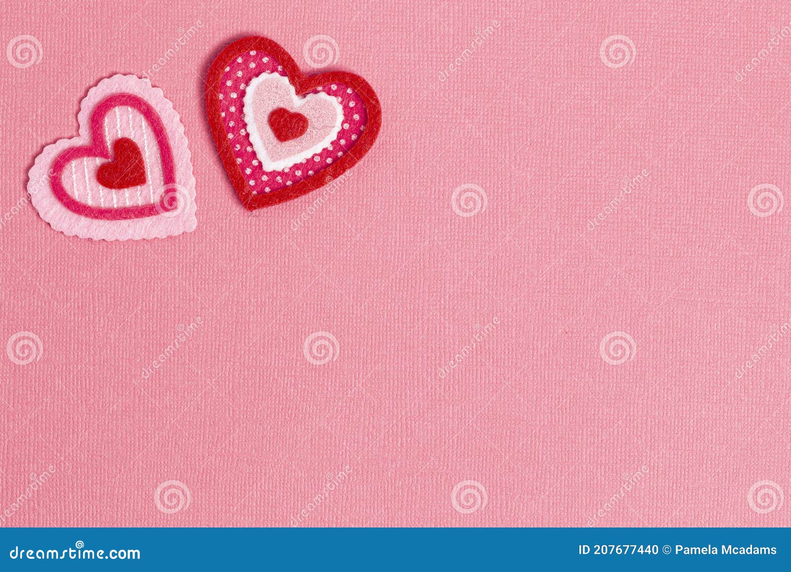 Simple Background with Felt Love Hearts on Pink Background Stock Photo ...