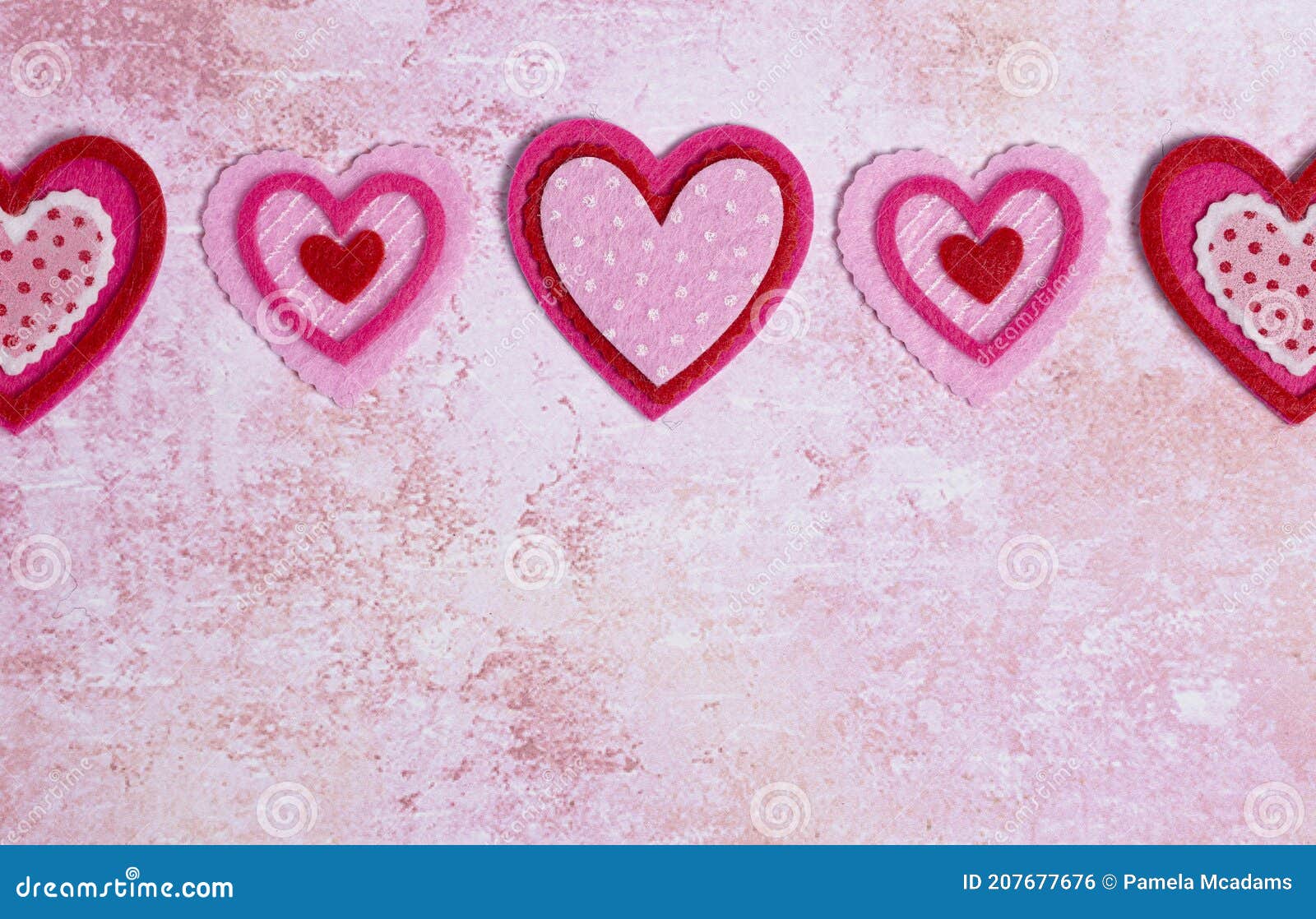 Simple Background with Felt Love Hearts on Pink Background Stock Photo ...