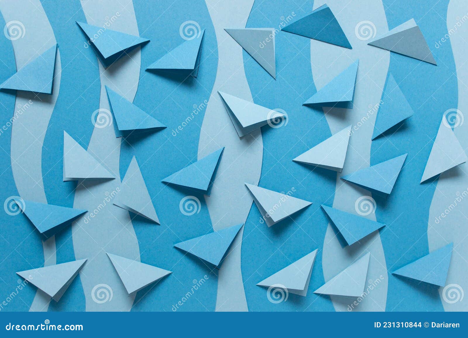 Simple Background with Folded Blue Paper Triangles on Blue Paper ...