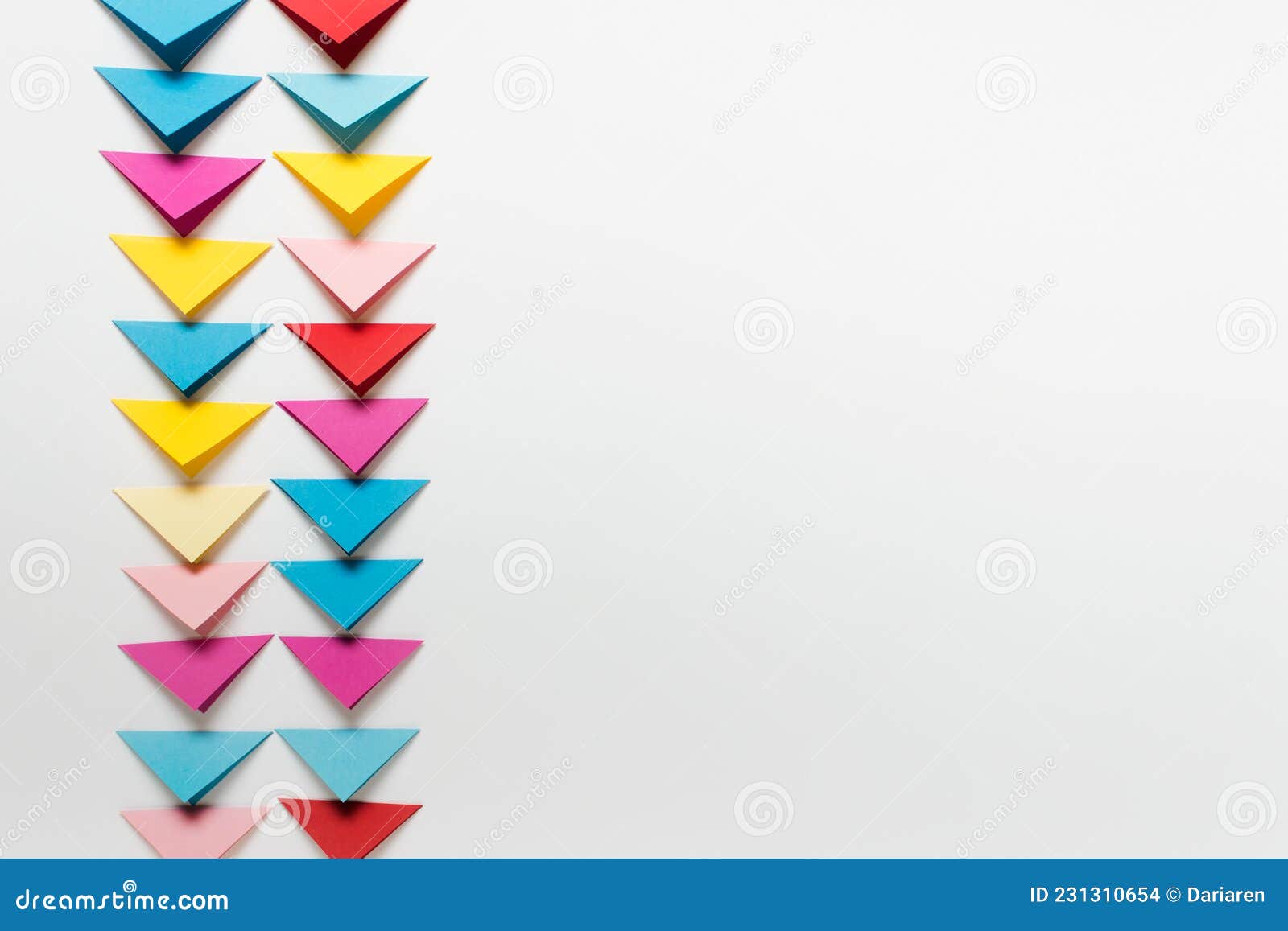 Simple Background with Many Colorful Folded Paper Triangles Arranged in ...