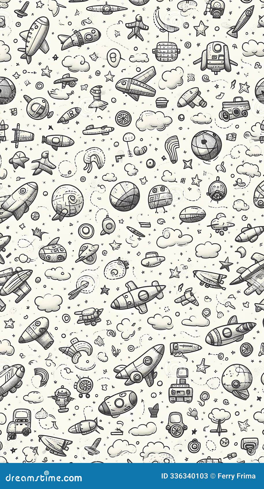 Simple Background Pattern of Hand-drawn Plane Stock Image - Image of ...