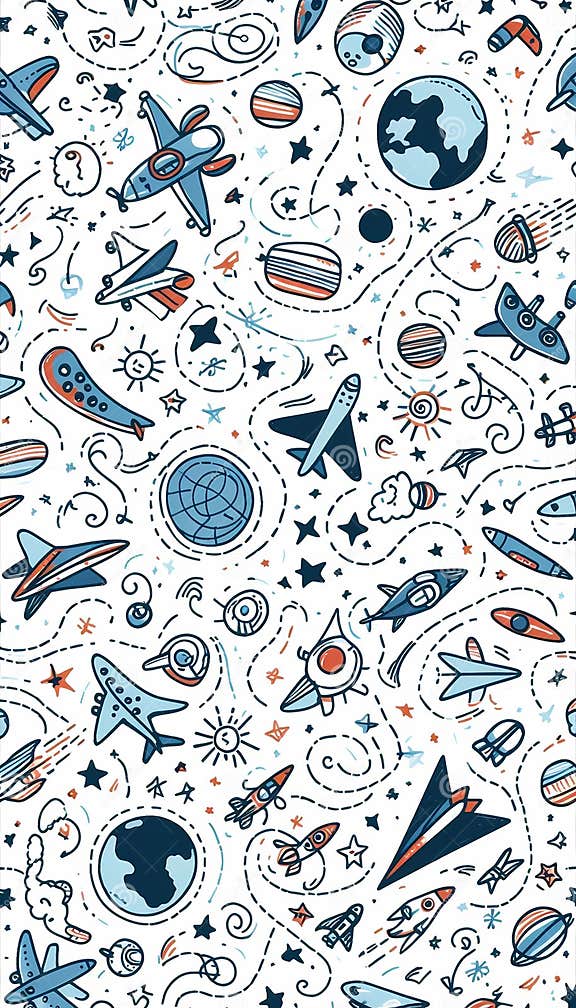 Simple Background Pattern of Hand-drawn Plane Stock Illustration ...
