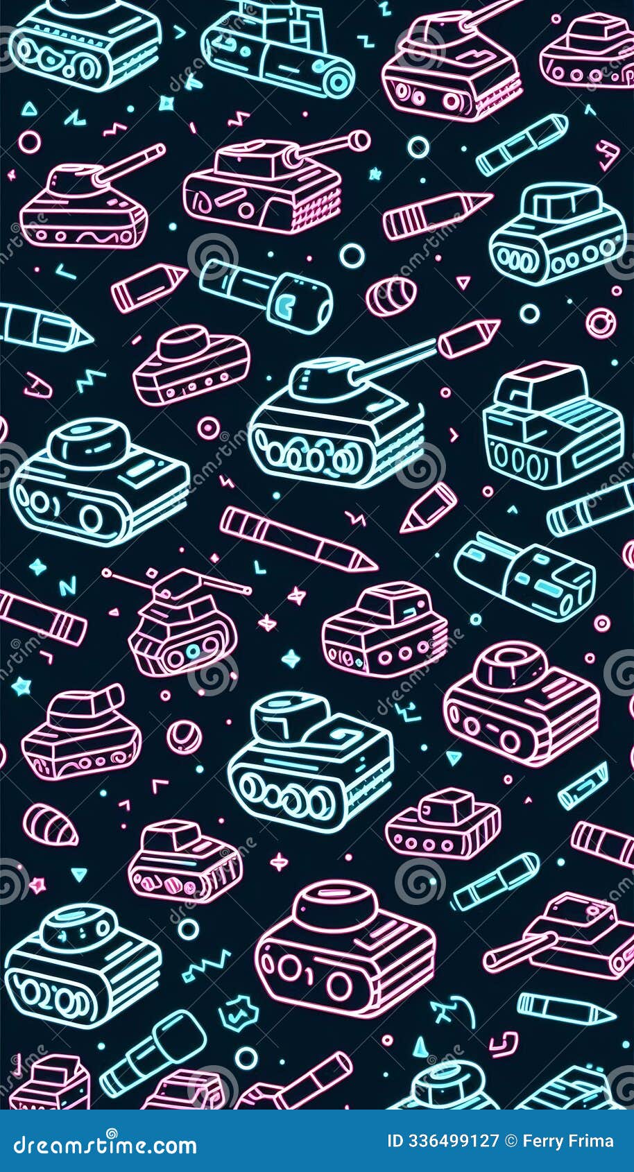 Simple Background Pattern of Hand-drawn Tank Stock Illustration ...