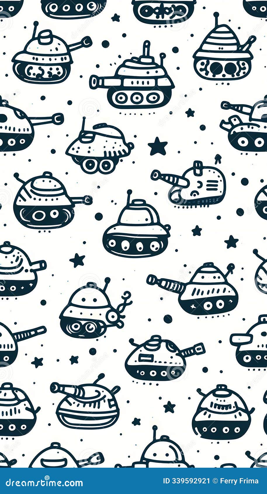 Simple Background Pattern of Hand-drawn Tank Stock Illustration ...