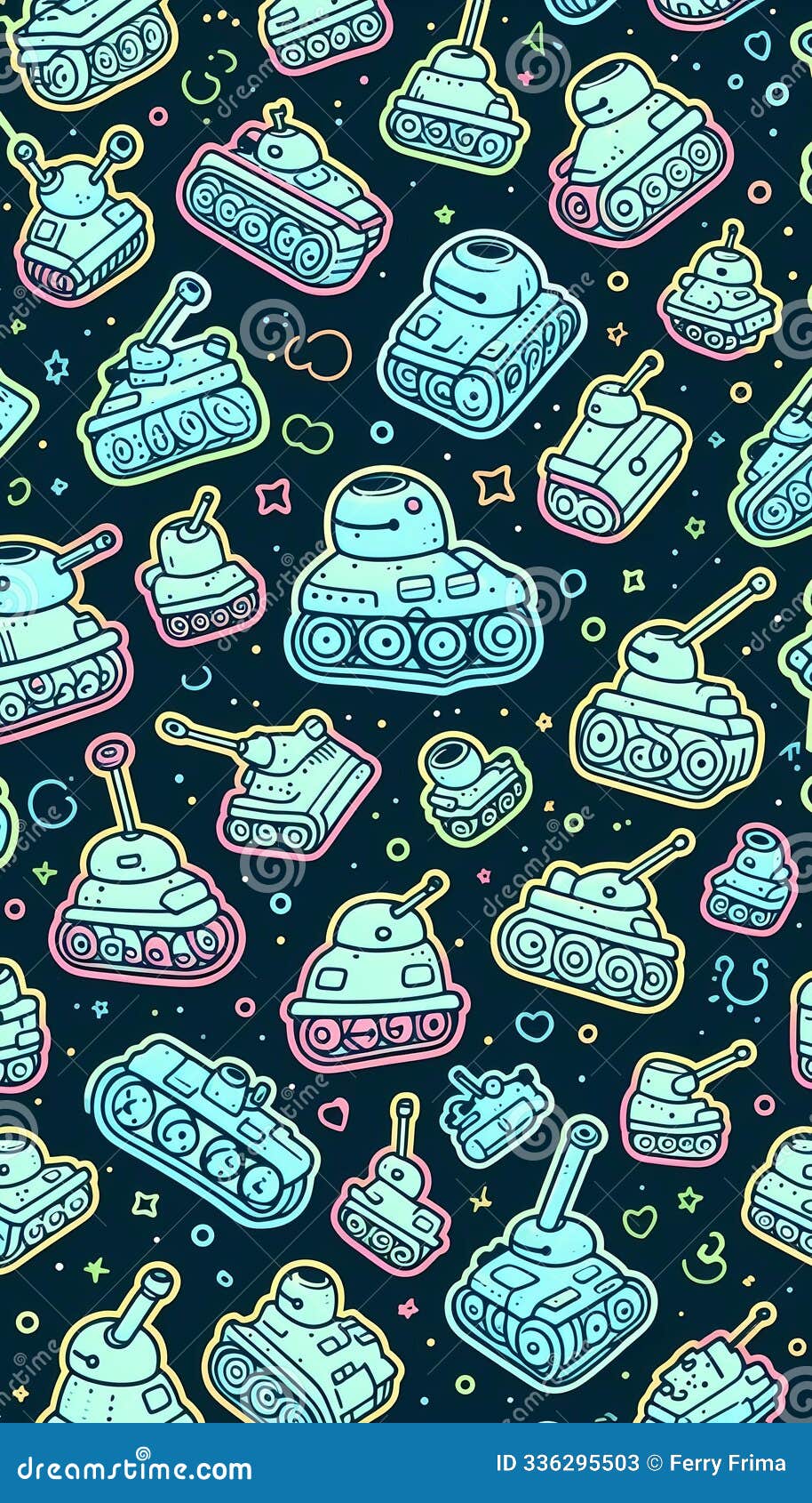 Simple Background Pattern of Hand-drawn Tank Stock Image - Image of ...