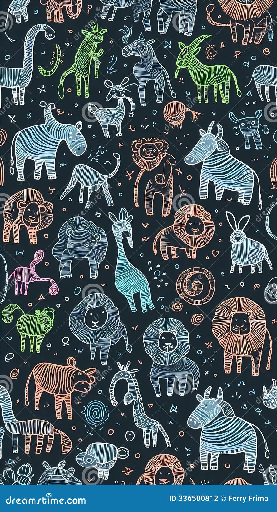 Simple Background Pattern of Hand-drawn Zoo Stock Photo - Image of ...