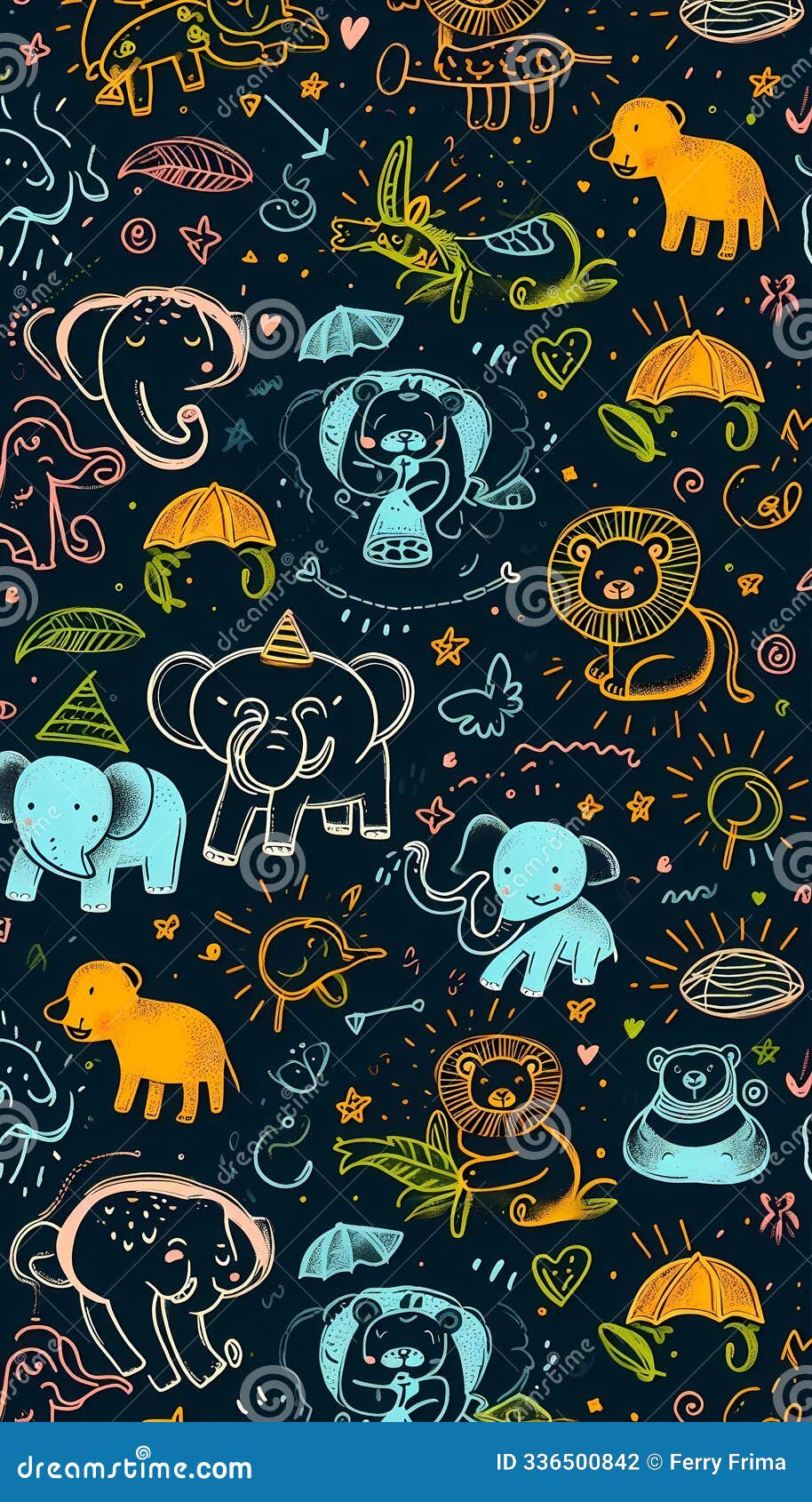 Simple Background Pattern of Hand-drawn Zoo Stock Photo - Image of ...
