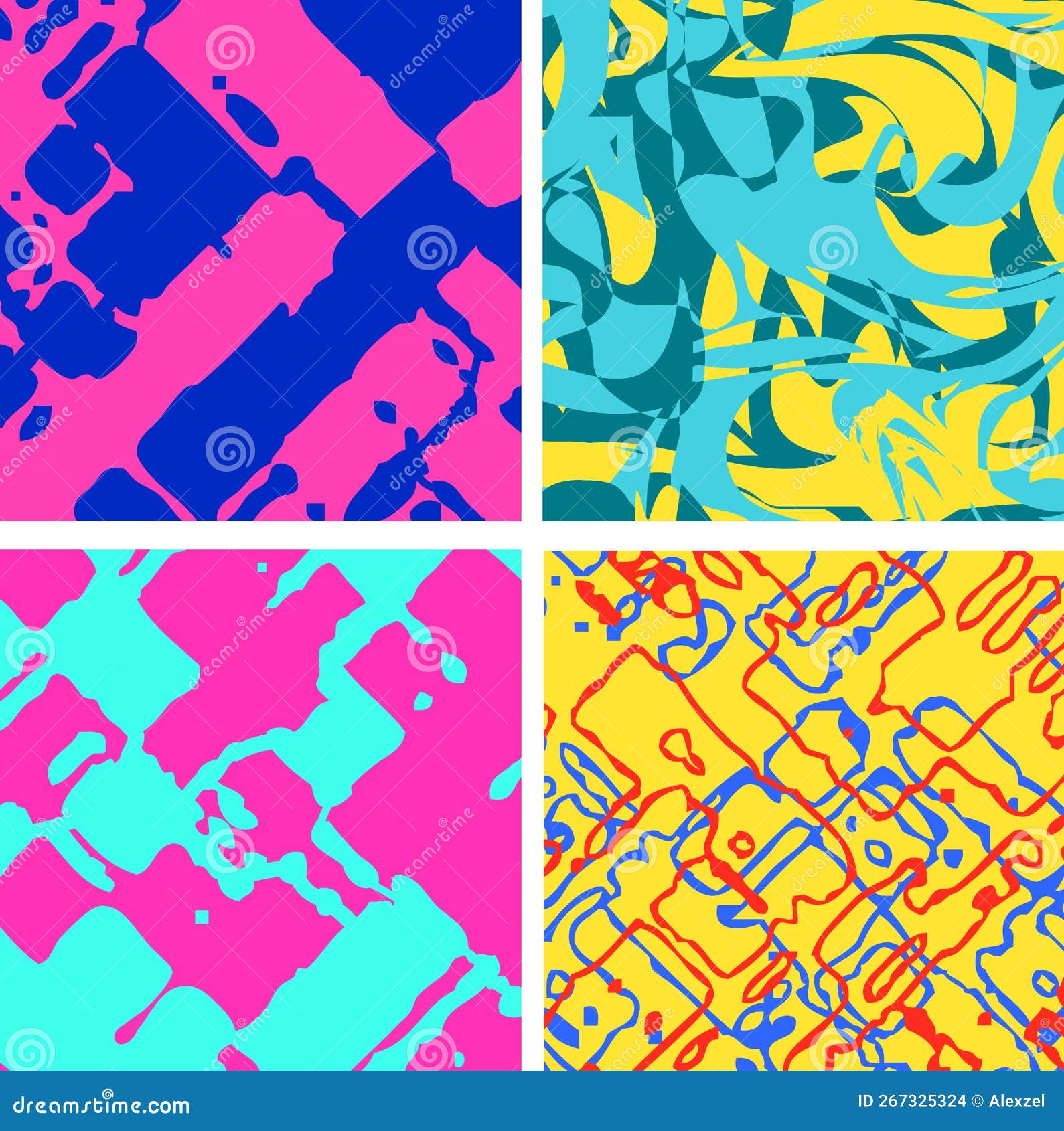 Simple Background Set Collection of Pop Art Patterns Stock Vector ...