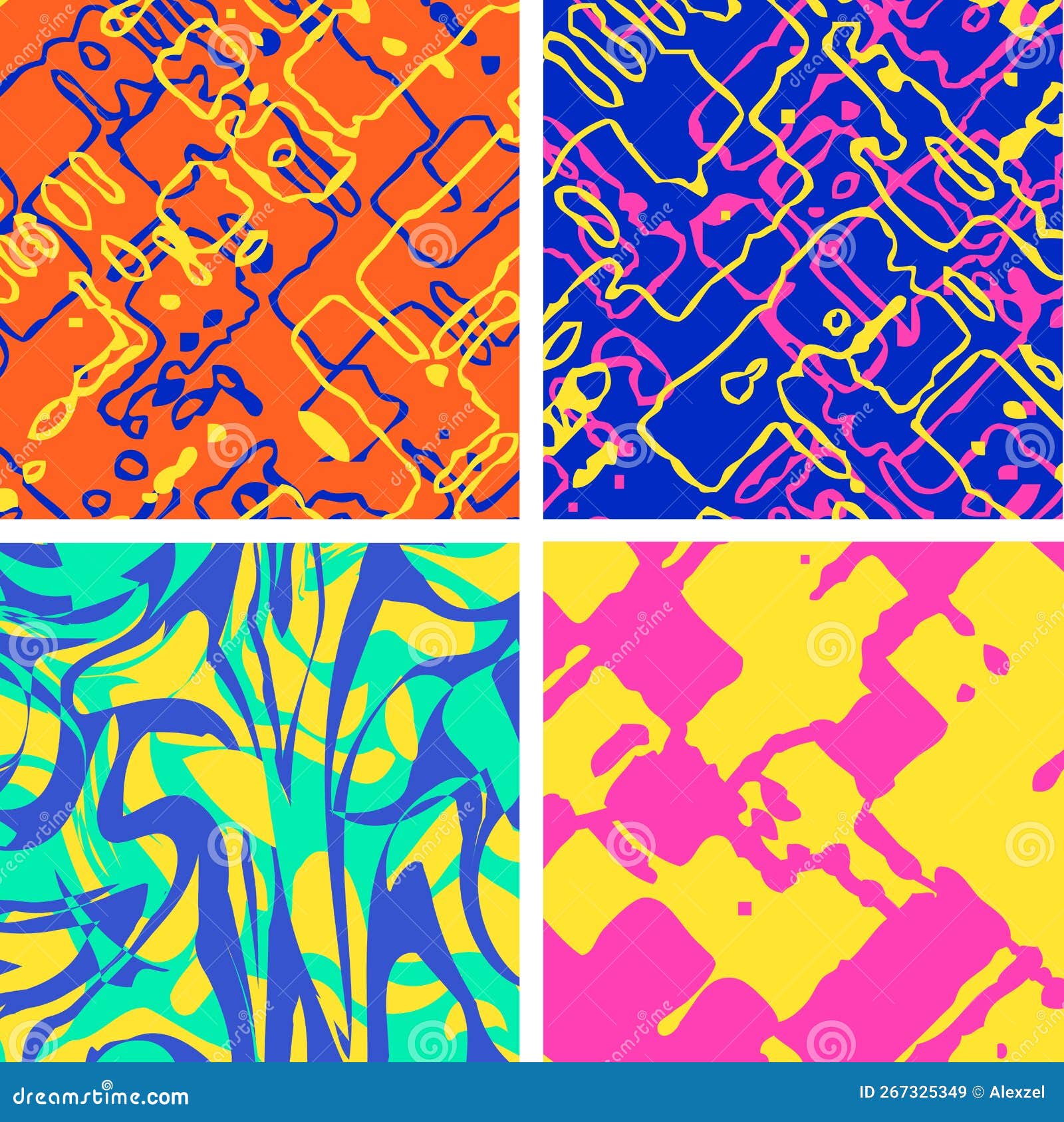 Simple Background Set Collection of Pop Art Patterns Stock Vector ...