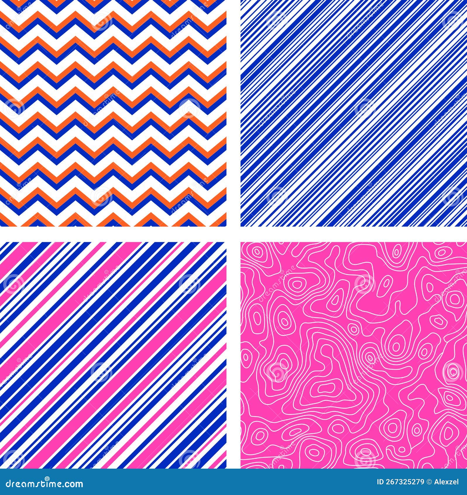 Simple Background Set Collection of Pop Art Seamless Patterns Stock ...