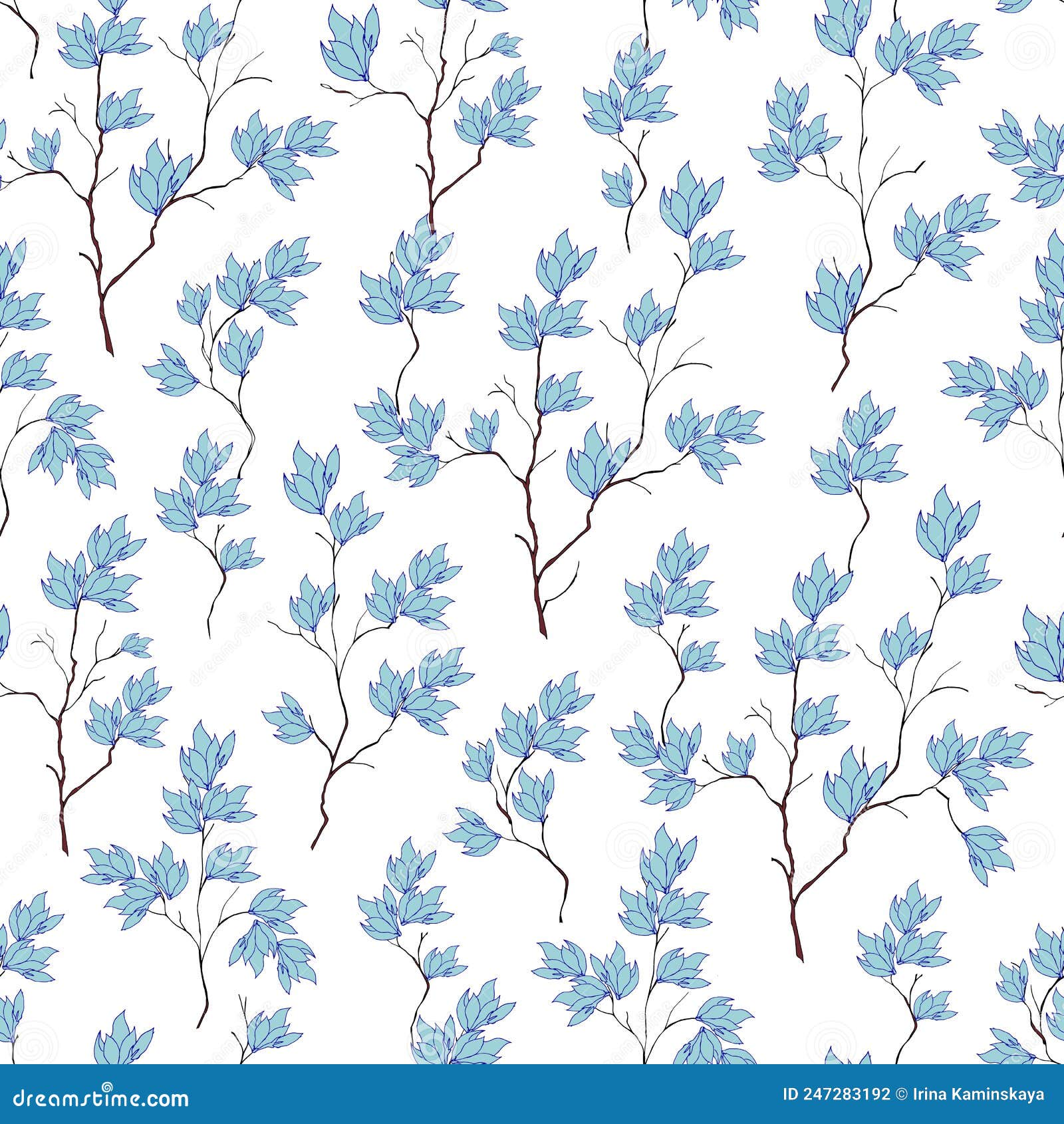Simple Background with Small Blue Flowers on a White Background. Drawn ...