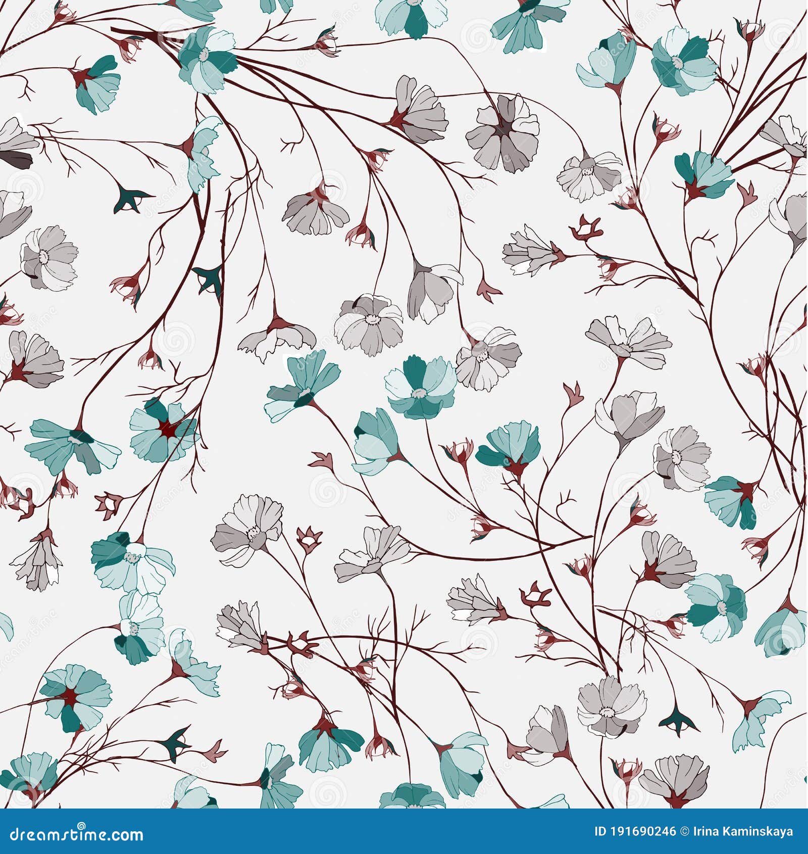 Simple Background with Small Flowers on a White Background. Drawn ...