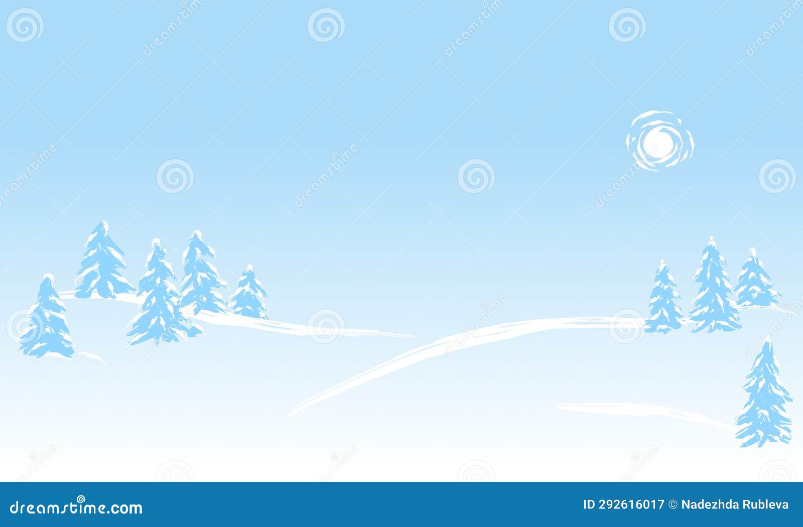 Simple Background with Snowy Hills and Trees. Stock Illustration ...