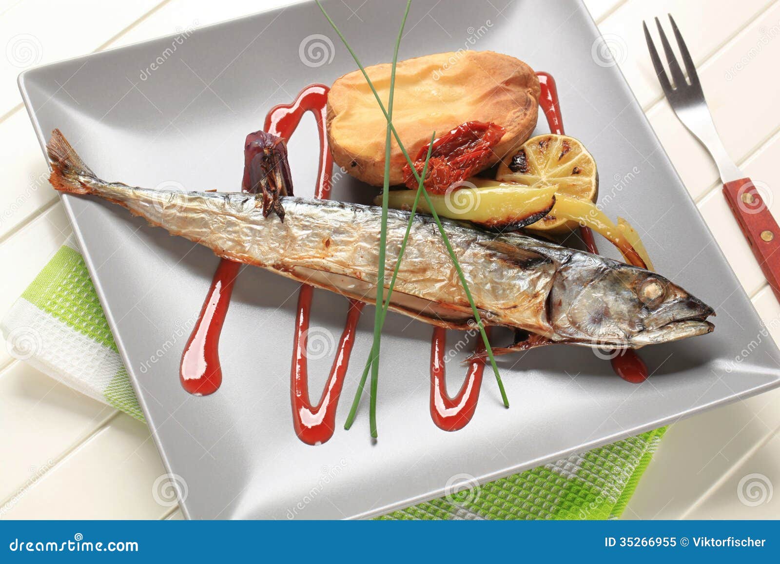 Simple Baked Mackerel Recipe Stock Image - Image of simple, dish: 35266955