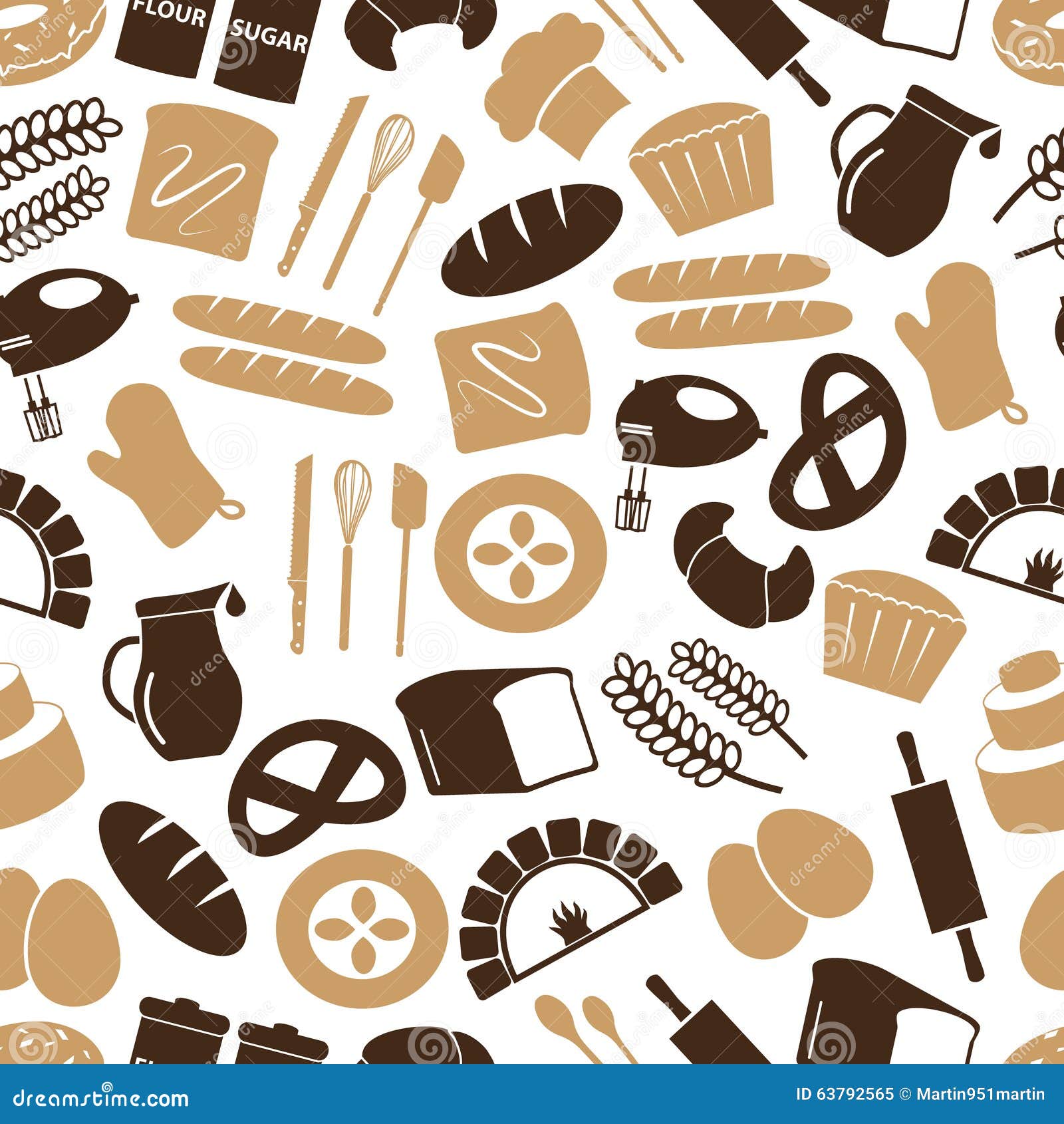 Simple Bakery Items Icons Seamless Color Pattern Eps10 Stock Vector ...