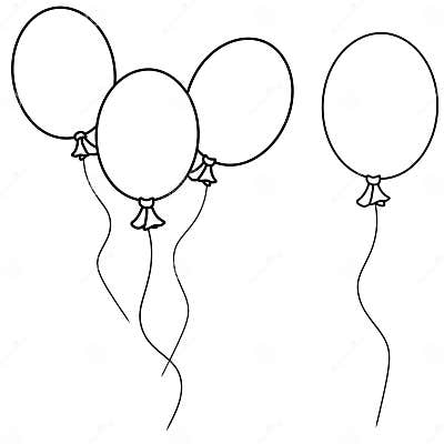 Simple Balloons Line Art stock illustration. Illustration of clip - 7266678