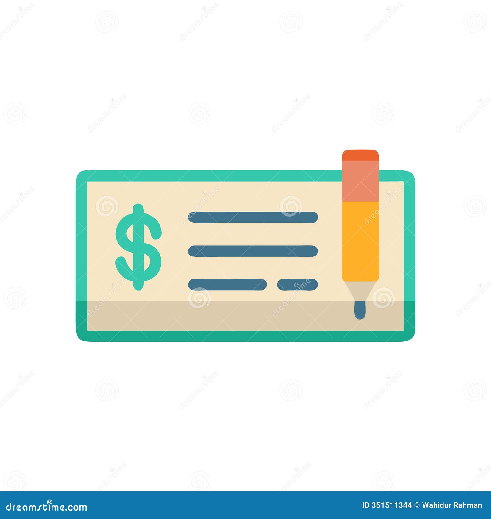 Simple Bank Check Graphic stock illustration. Illustration of ...